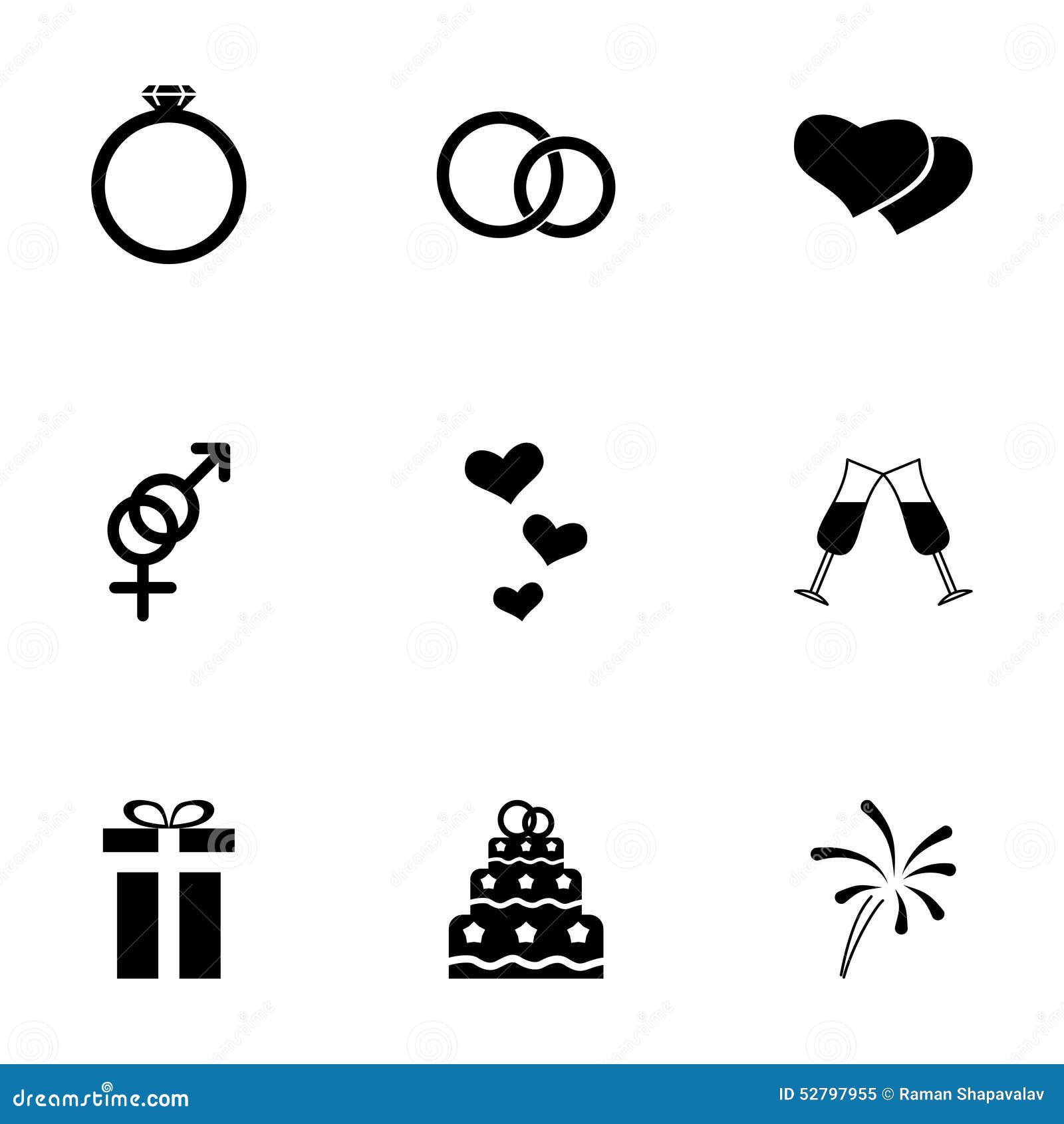 Sistema Del Icono De La Boda Del Vector Ilustración del Vector ...