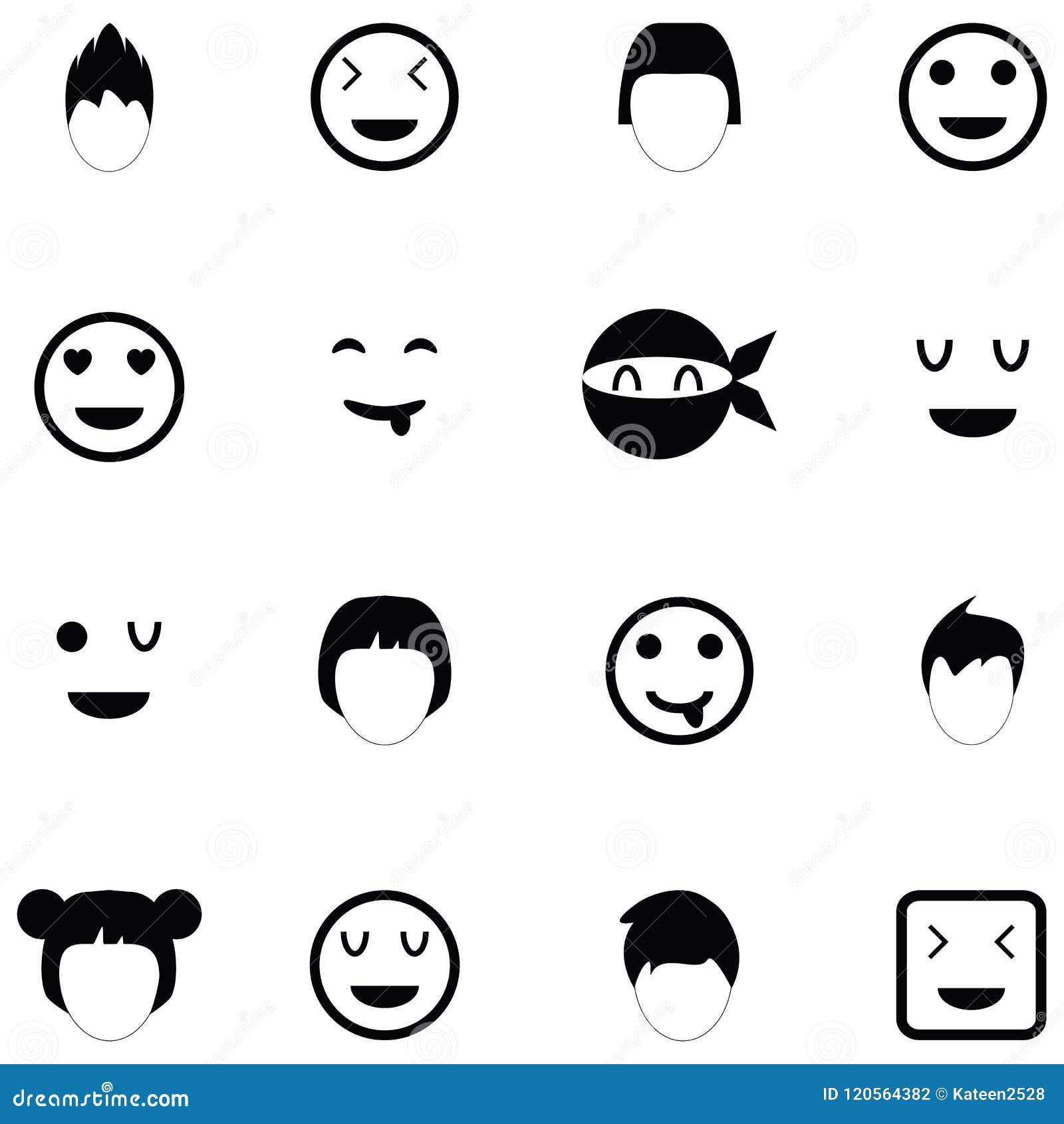 Sistema Del Icono De La Cara Ilustración del Vector - Ilustración de ...