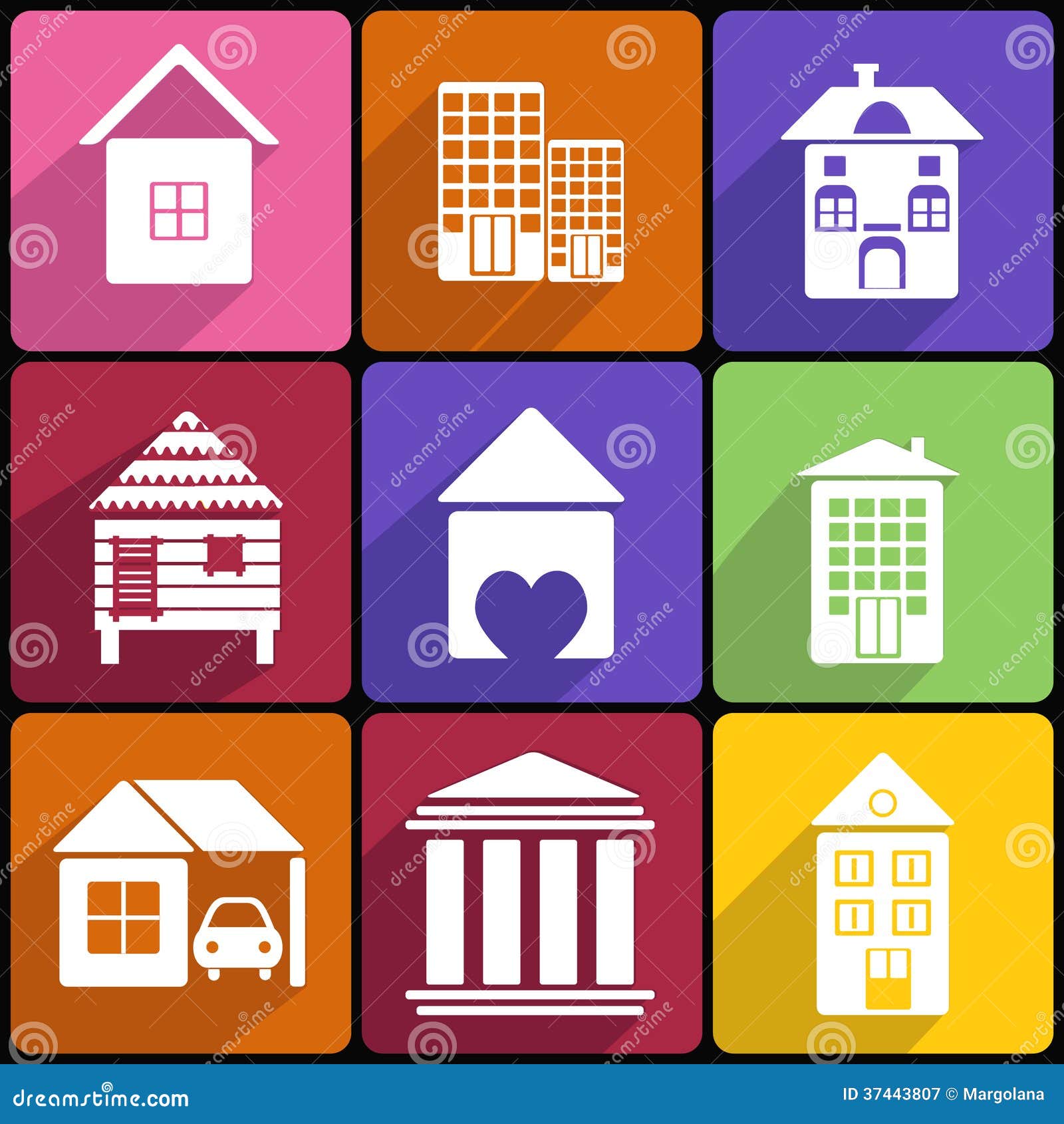 Sistema Del Icono De La Casa Y Del Edificio Ilustración del Vector ...