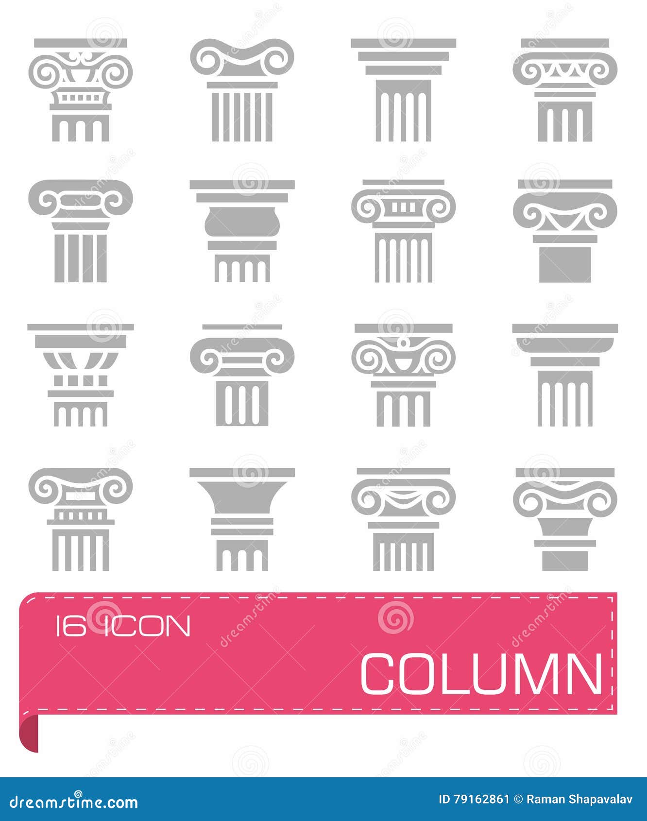 Sistema Del Icono De La Columna Ilustración del Vector - Ilustración de ...