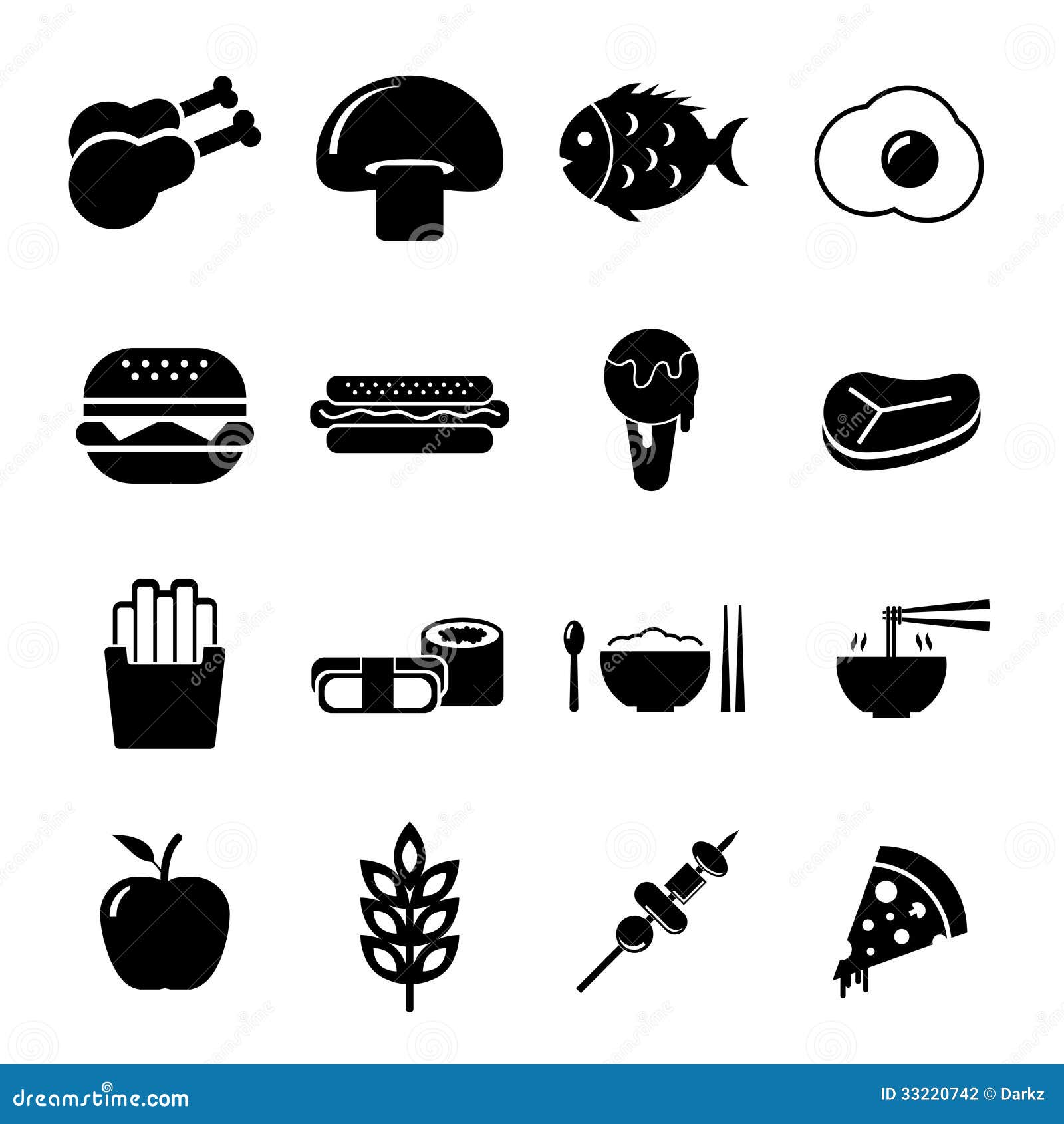 Sistema Del Icono De La Comida Stock de ilustración - Ilustración de ...