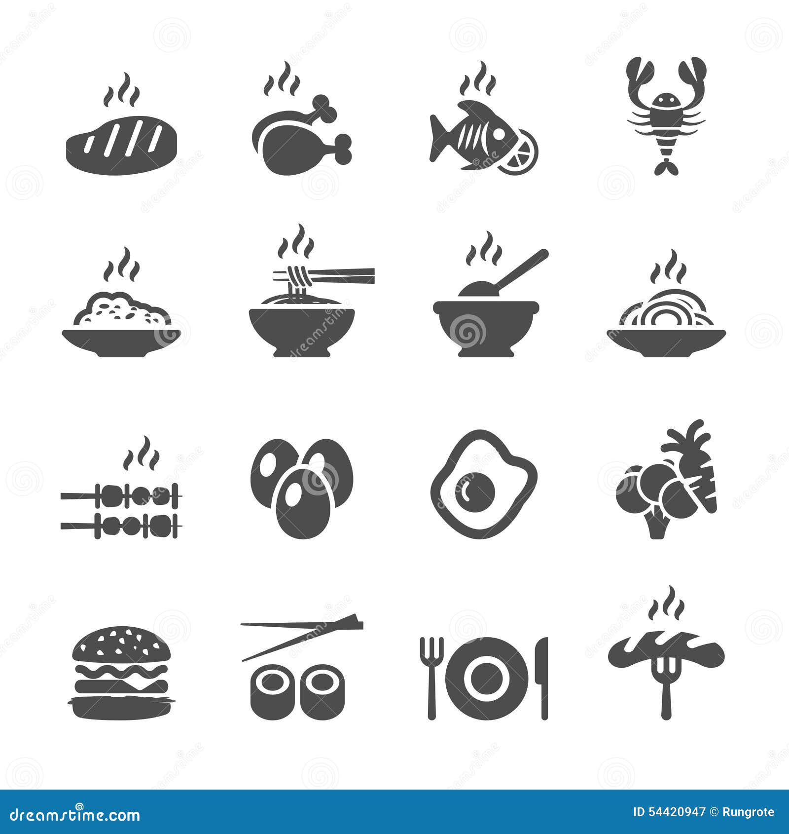 Sistema Del Icono De La Comida, Vector Eps10 Ilustración del Vector ...