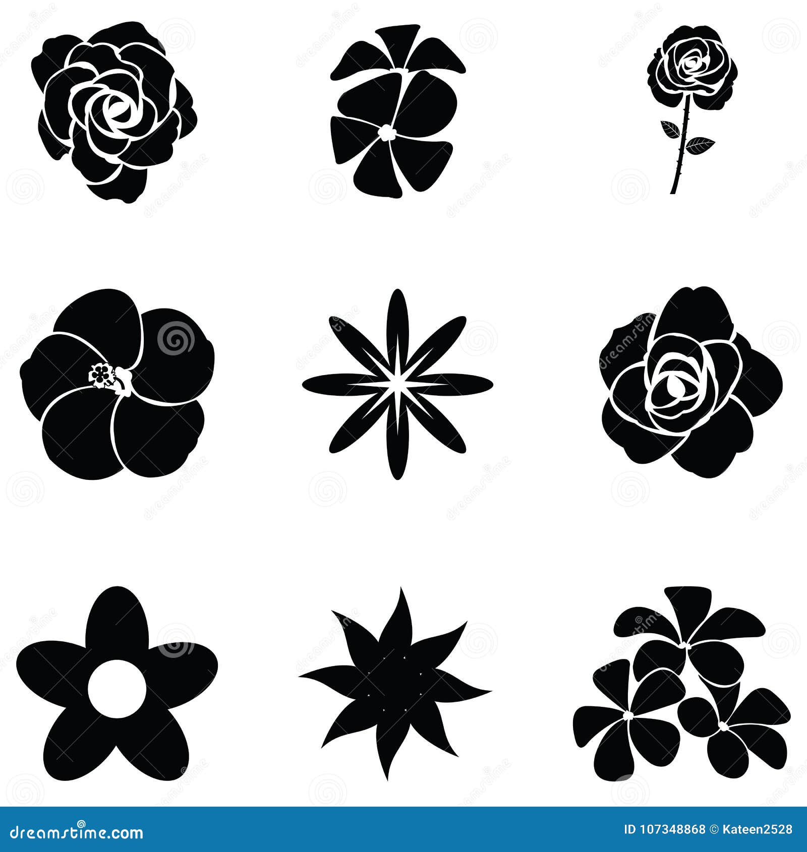 Sistema Del Icono De La Flor Ilustración del Vector - Ilustración de ...