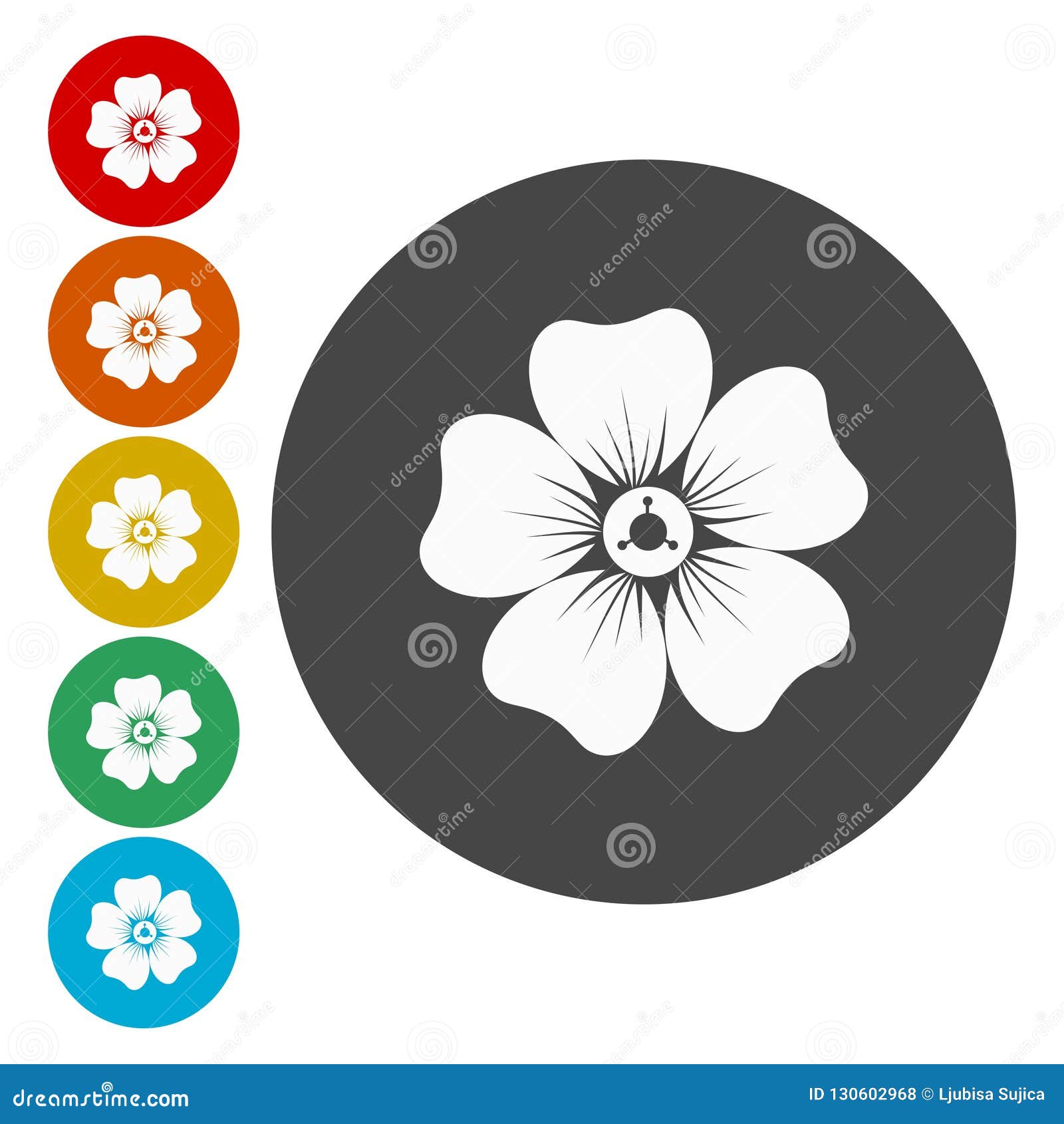 Sistema Del Icono De La Flor Ilustración del Vector - Ilustración de ...