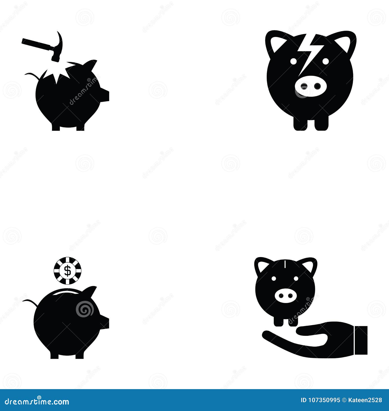 Sistema Del Icono De La Hucha Ilustración del Vector - Ilustración de ...