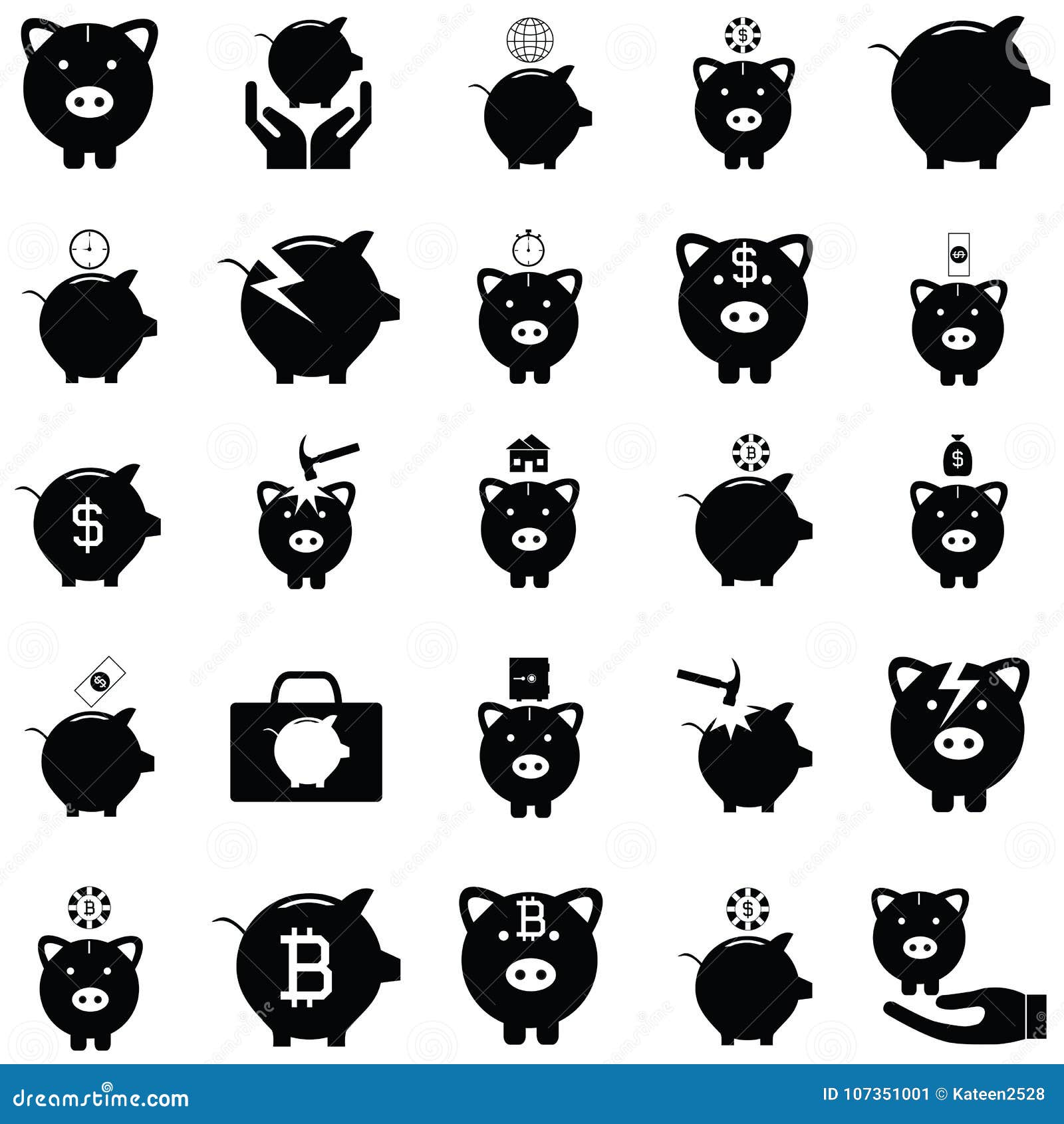 Sistema Del Icono De La Hucha Ilustración del Vector - Ilustración de ...