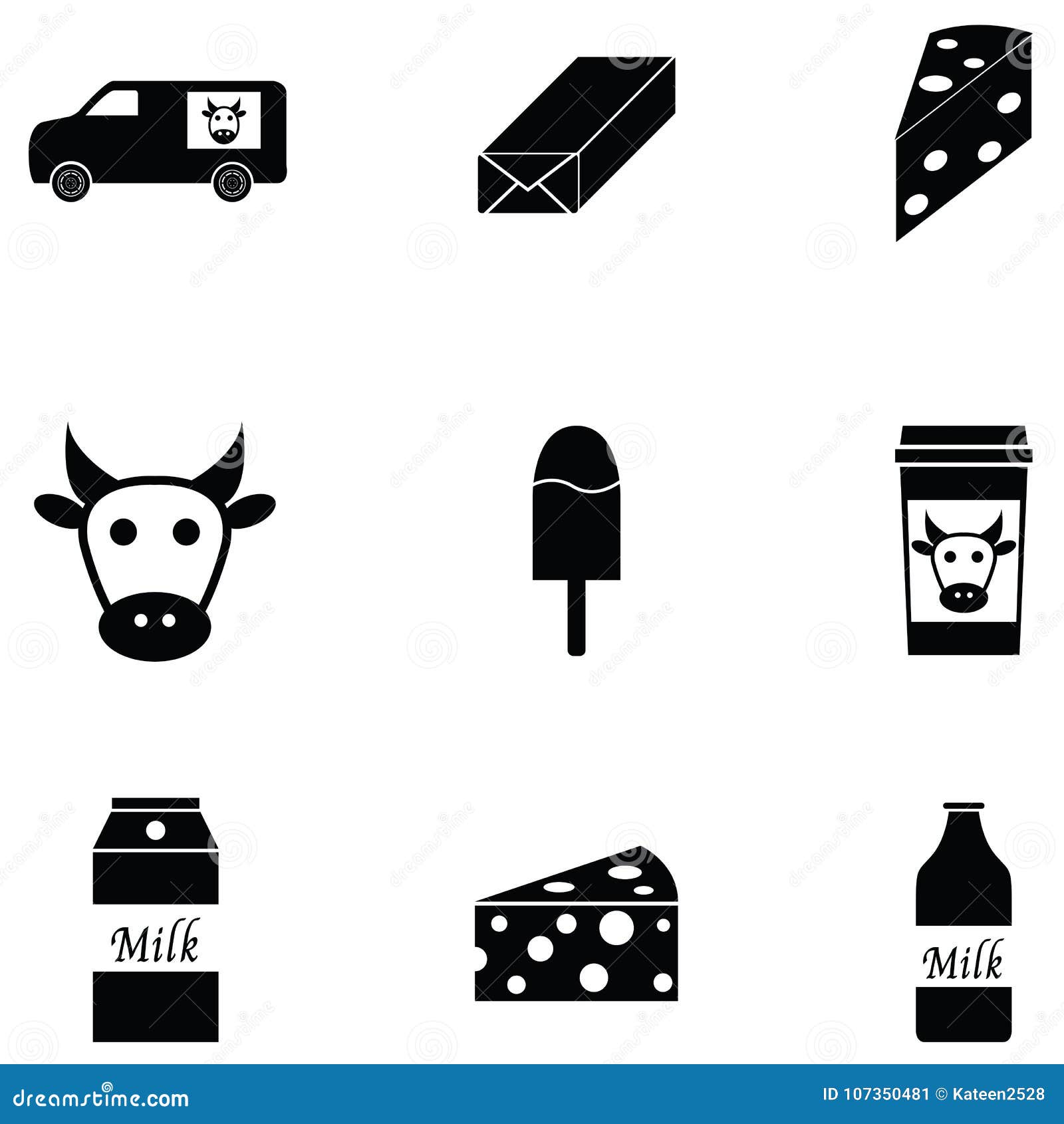 Sistema Del Icono De La Leche Ilustración del Vector - Ilustración de ...