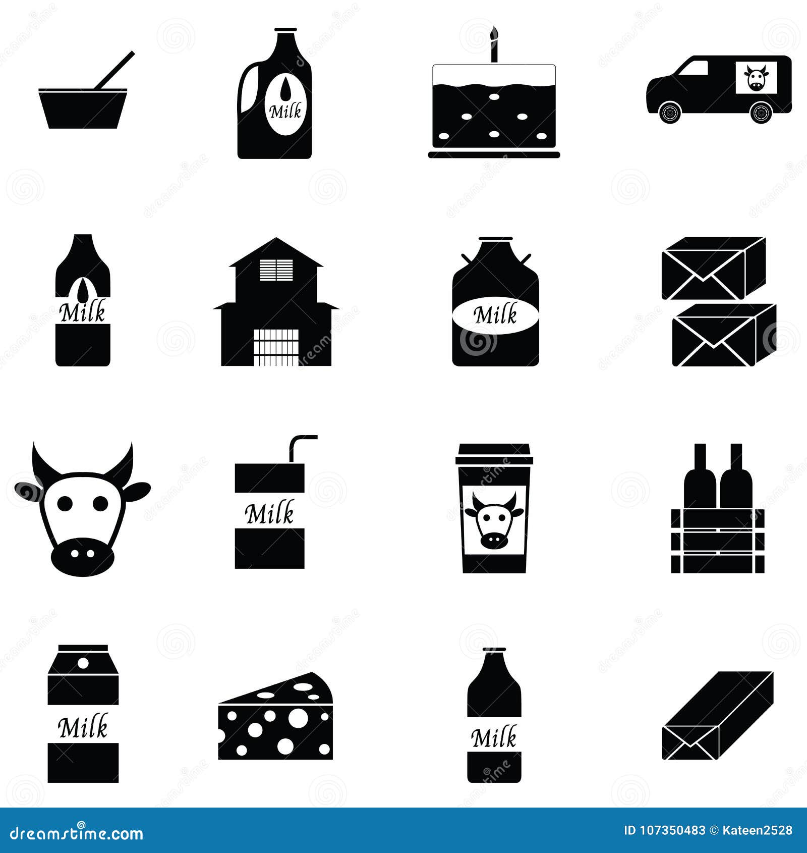 Sistema Del Icono De La Leche Ilustración del Vector - Ilustración de ...