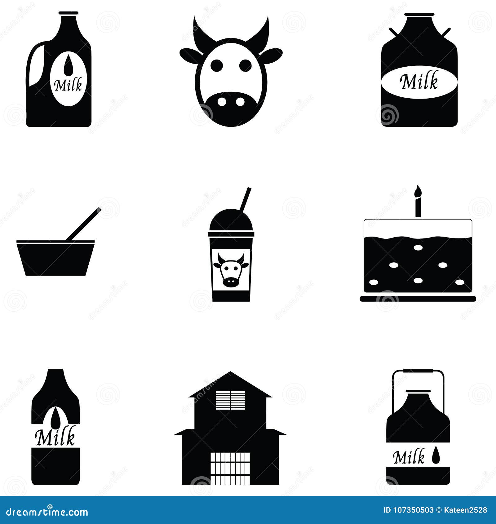 Sistema Del Icono De La Leche Ilustración del Vector - Ilustración de ...