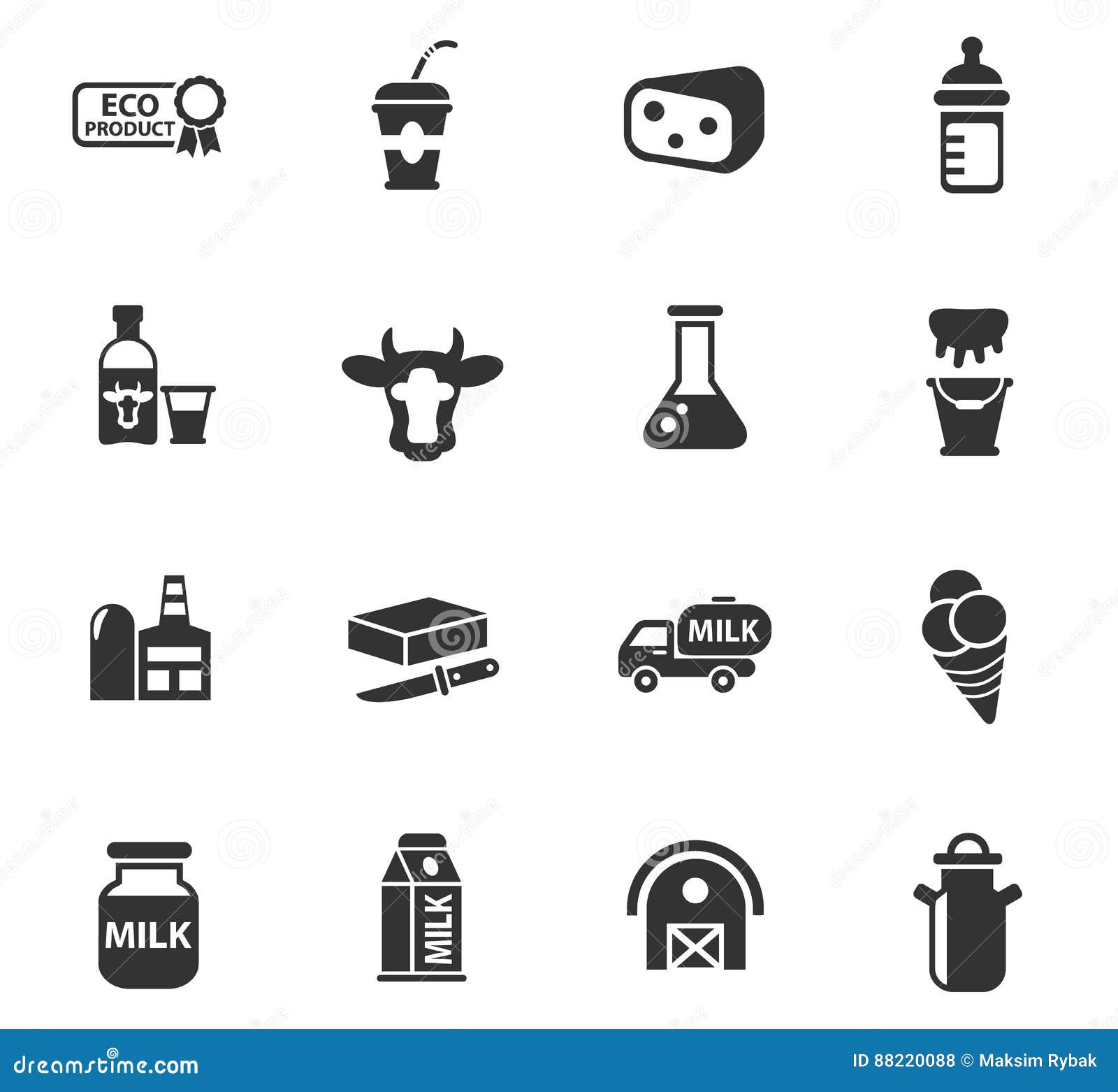 Sistema Del Icono De La Leche Ilustración del Vector - Ilustración de ...