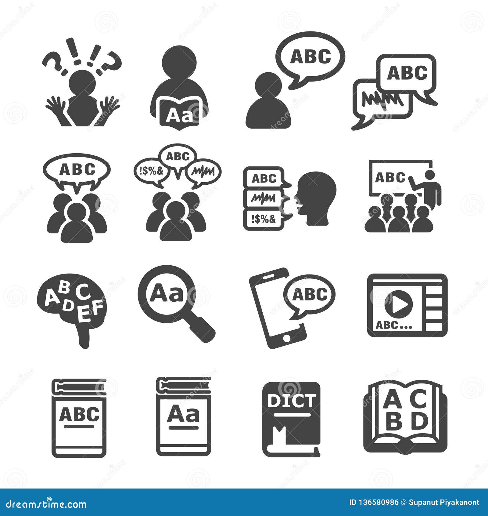 Sistema Del Icono De La Lengua Ilustración del Vector - Ilustración de ...