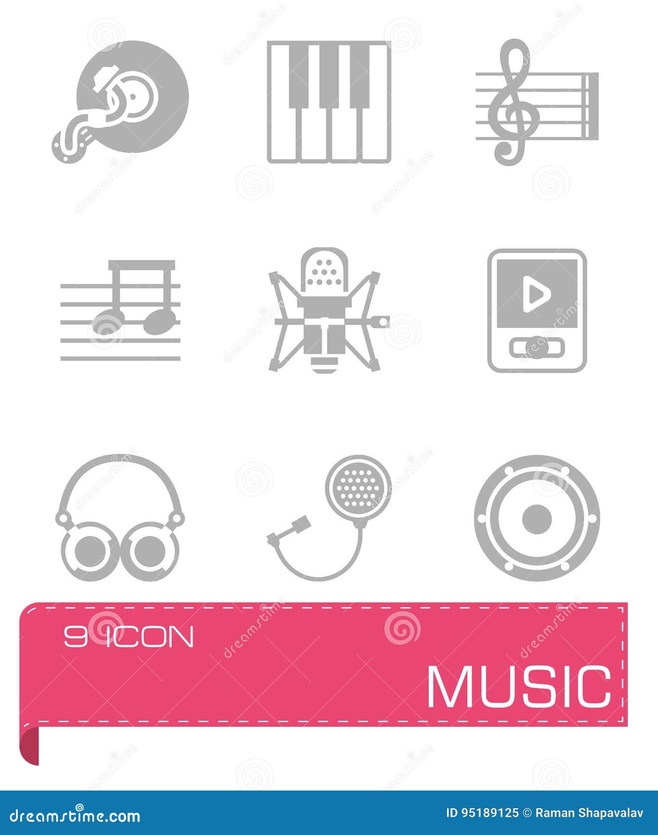 Sistema Del Icono De La Música Del Vector Ilustración del Vector ...