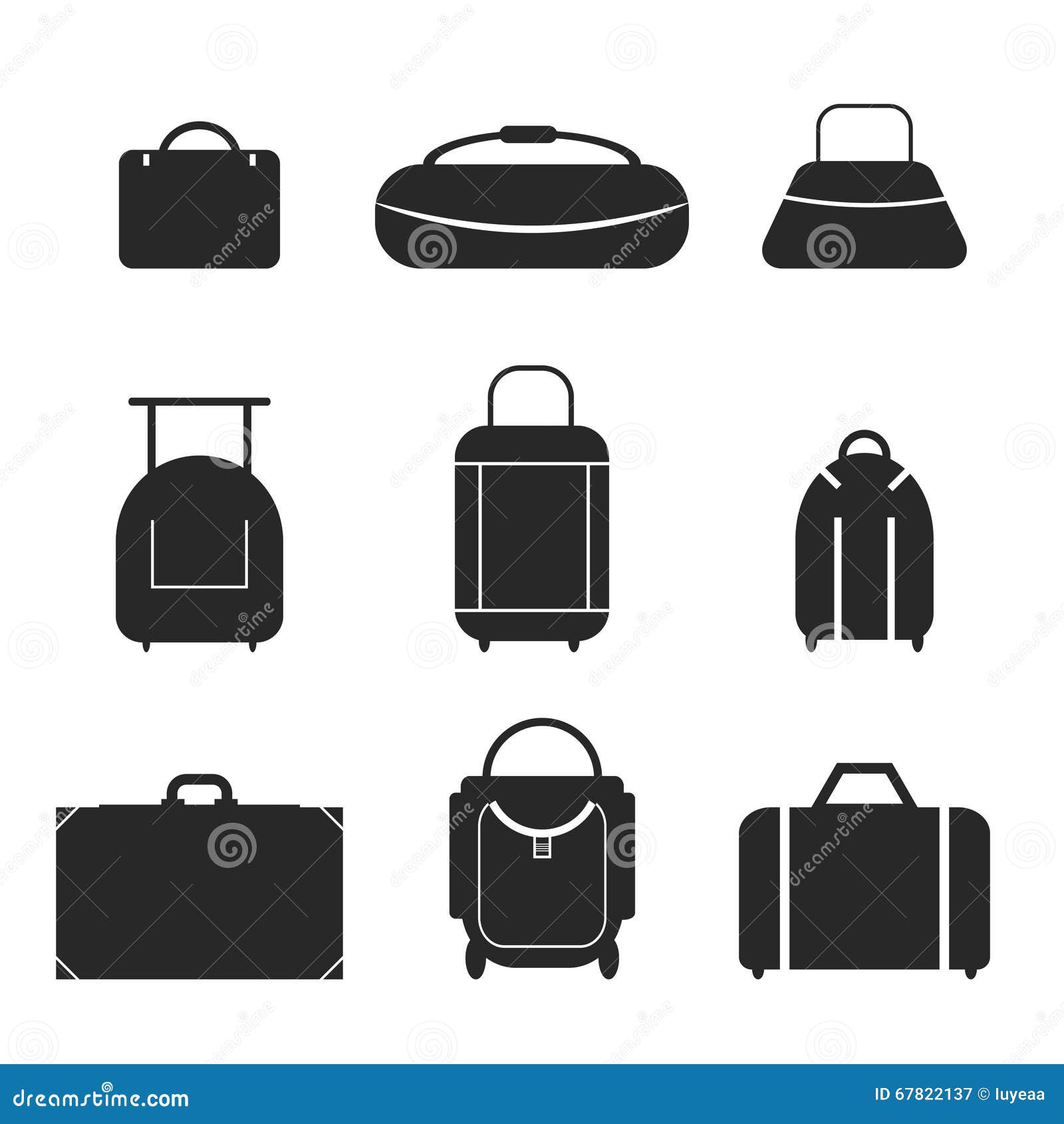 Sistema Del Icono De La Maleta Vector Ilustración del Vector ...