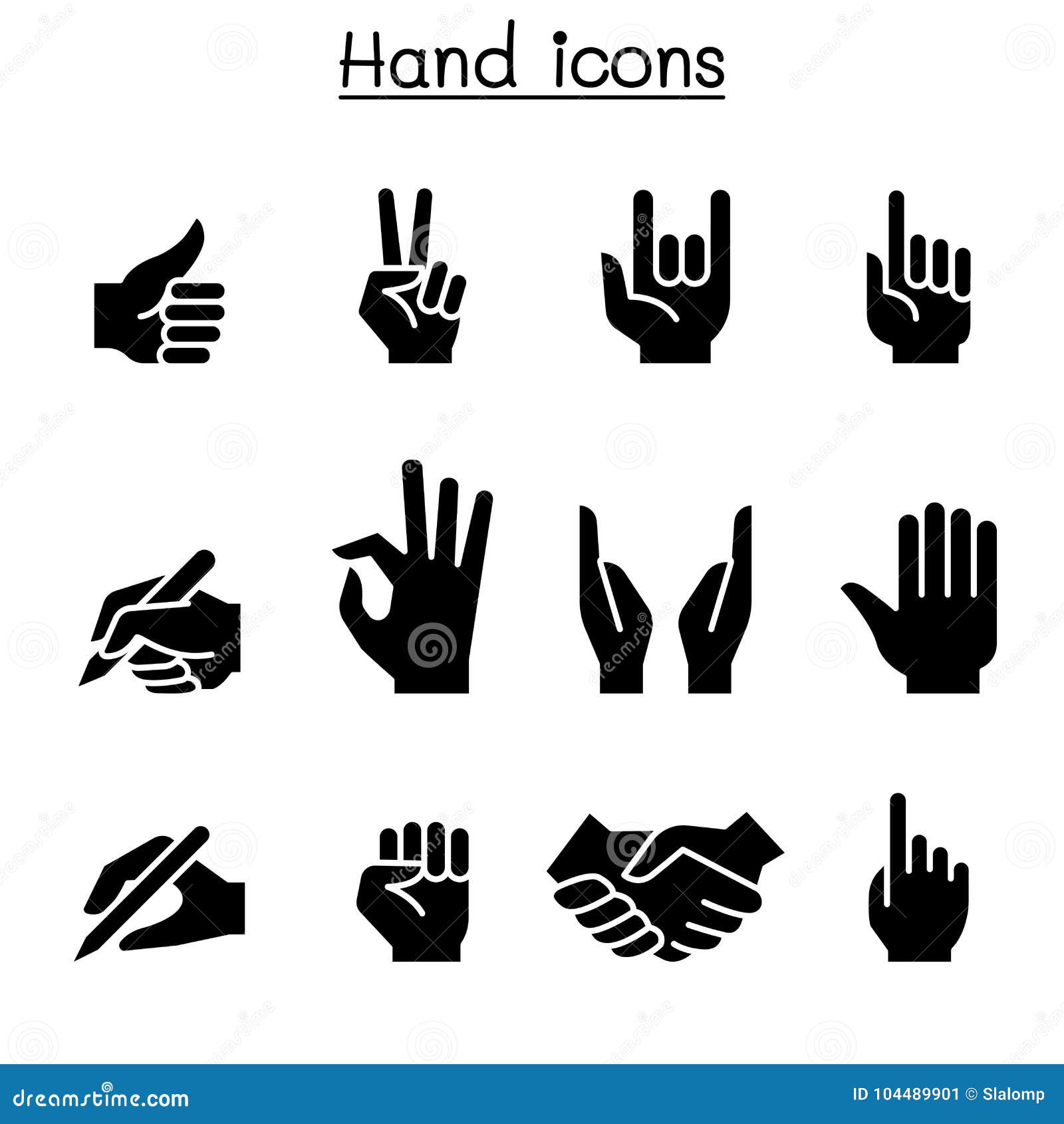 Sistema Del Icono De La Mano Stock de ilustración - Ilustración de ...