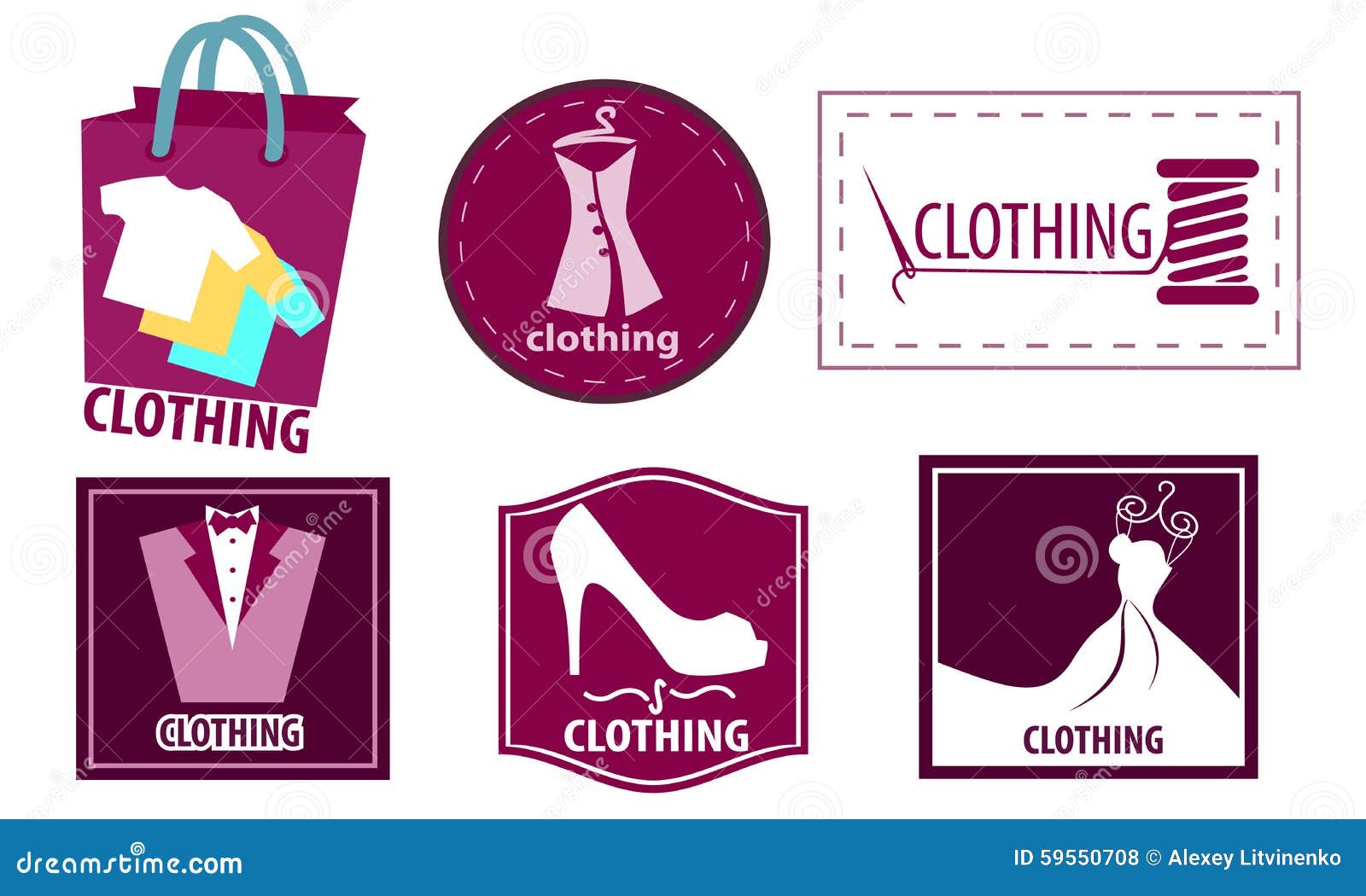 Sistema Del Icono De La Moda De La Ropa Ilustración del Vector ...