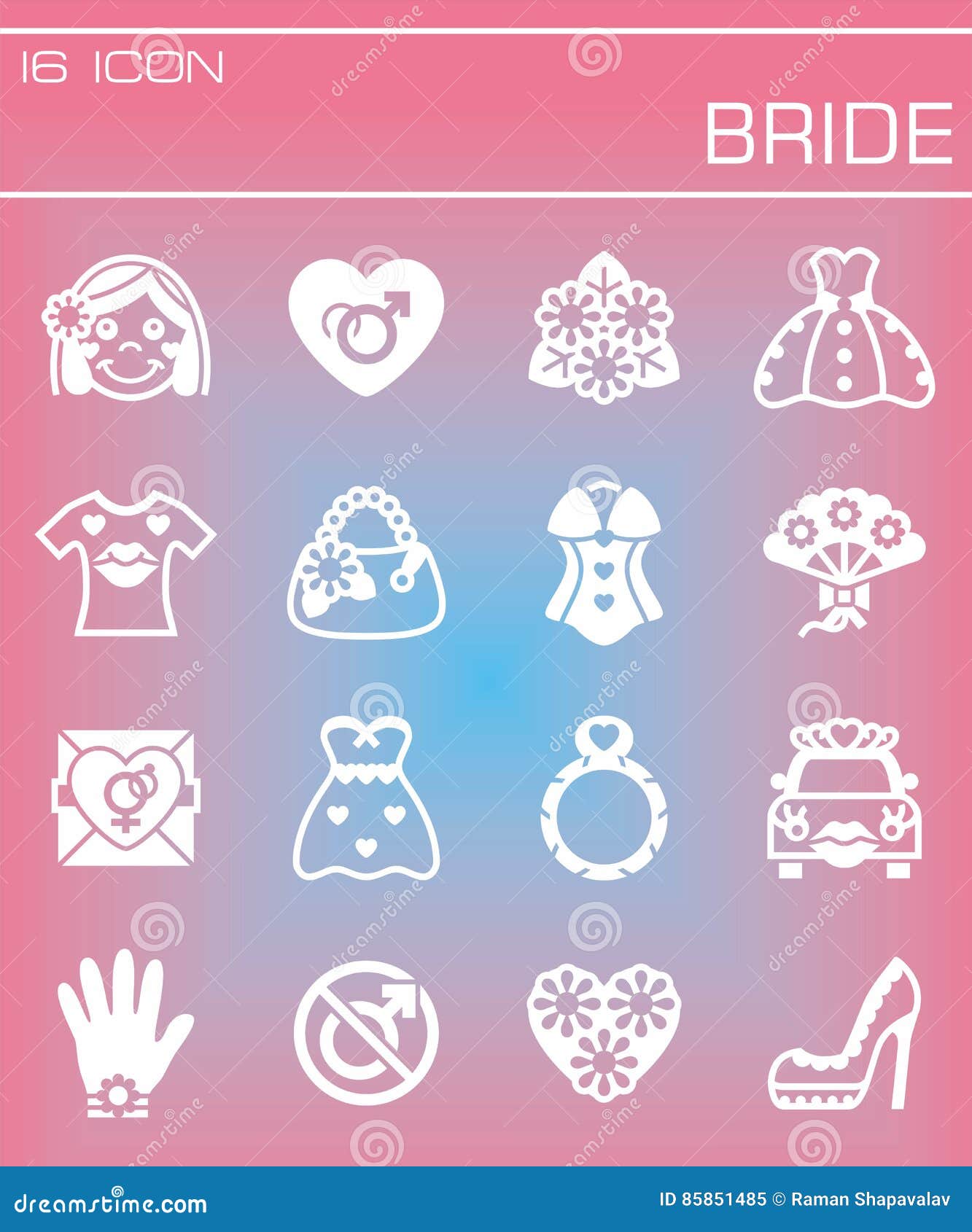 Sistema Del Icono De La Novia Del Vector Ilustración del Vector ...