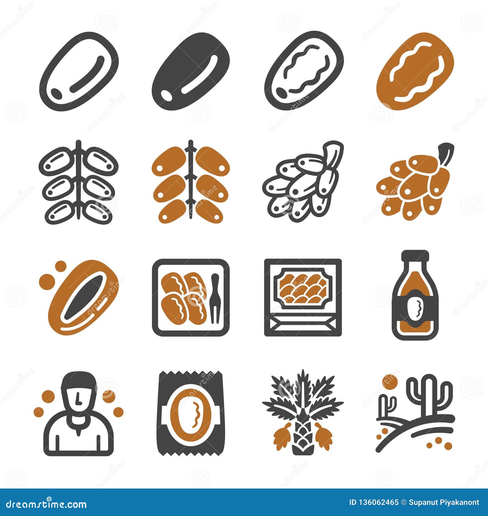 Sistema Del Icono De La Palma Datilera Ilustración del Vector ...