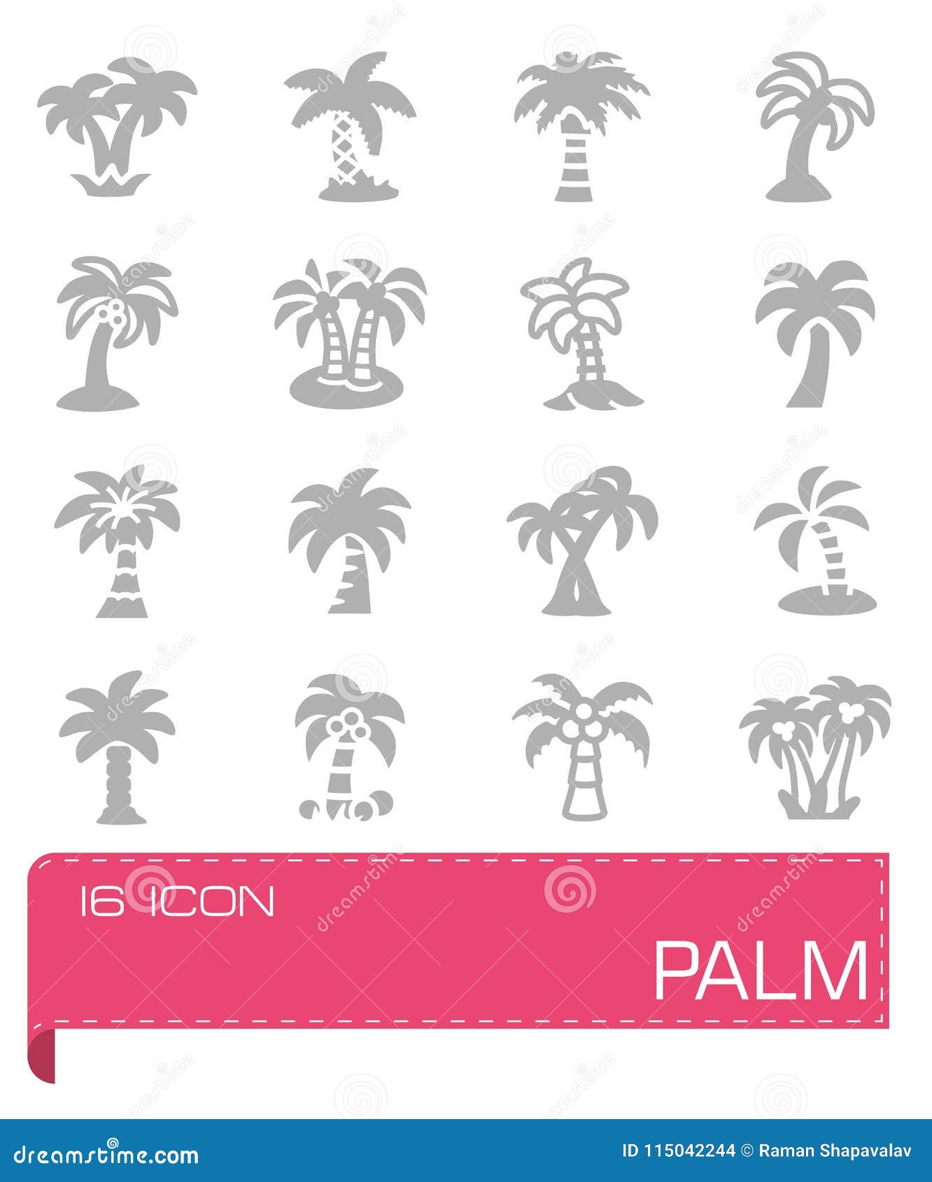 Sistema Del Icono De La Palma Del Vector Ilustración del Vector ...