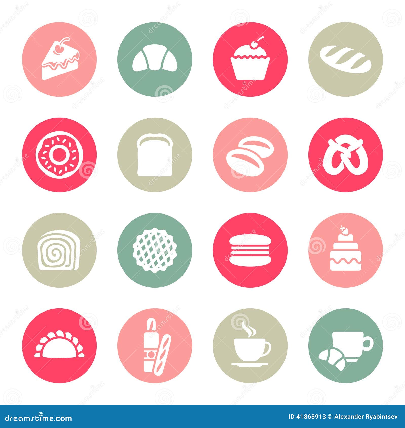 Sistema Del Icono De La Panadería Ilustración del Vector - Ilustración ...