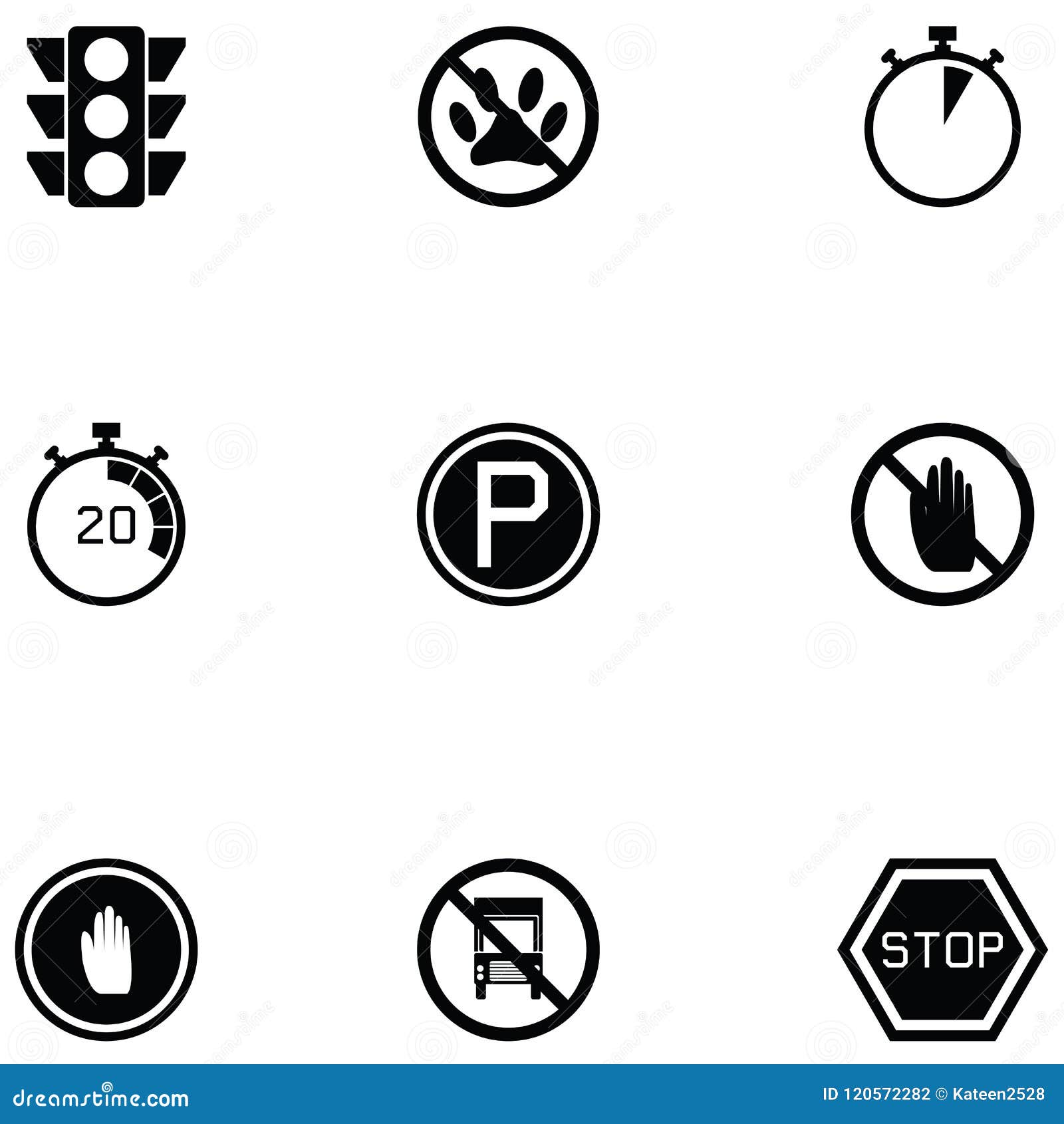 Sistema Del Icono De La Parada Ilustración del Vector - Ilustración de ...