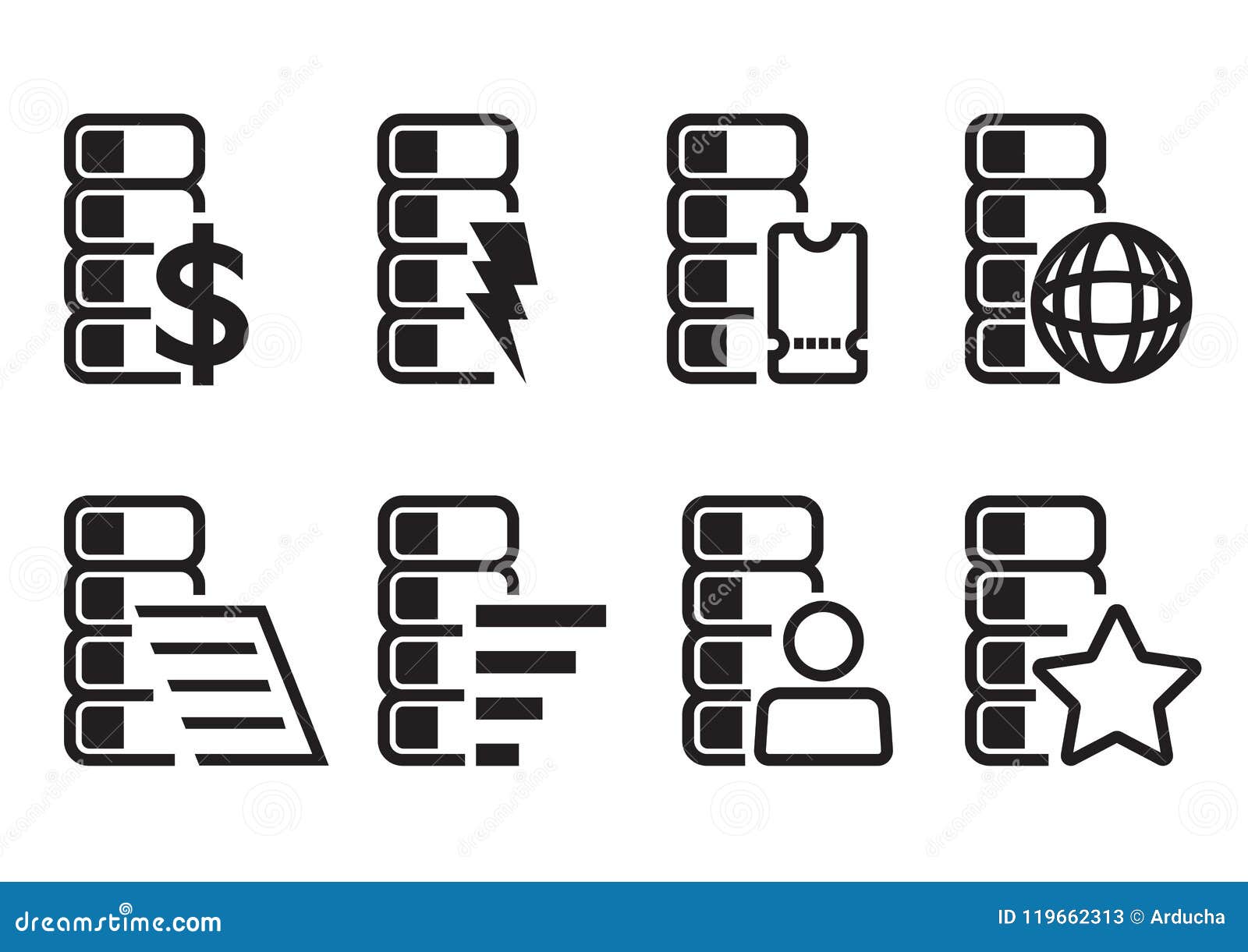Sistema Del Icono De La Pila Ilustración del Vector - Ilustración de ...
