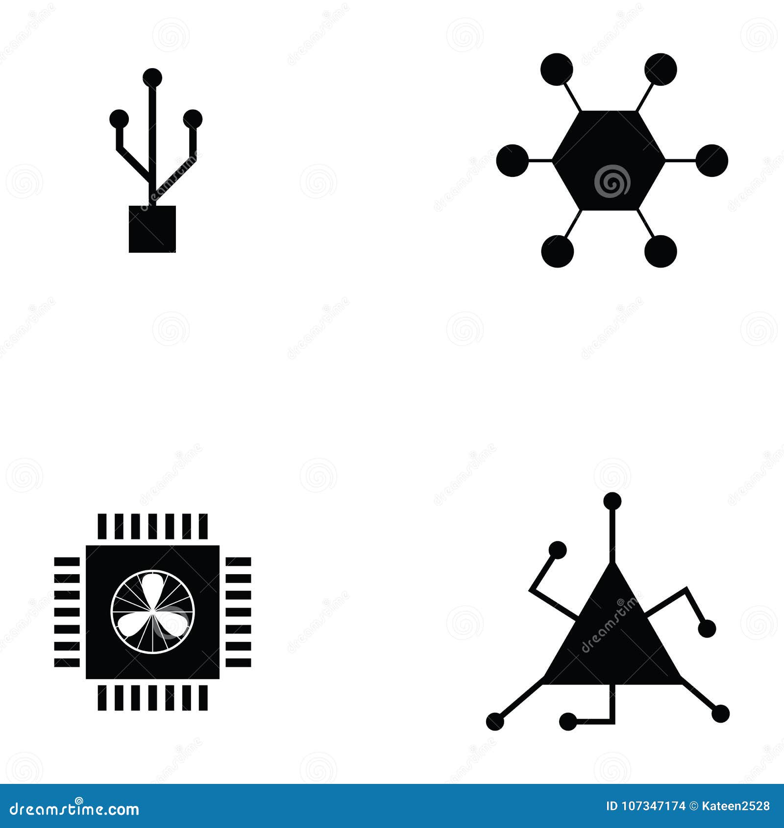Sistema Del Icono De La Placa De Circuito Ilustración del Vector ...