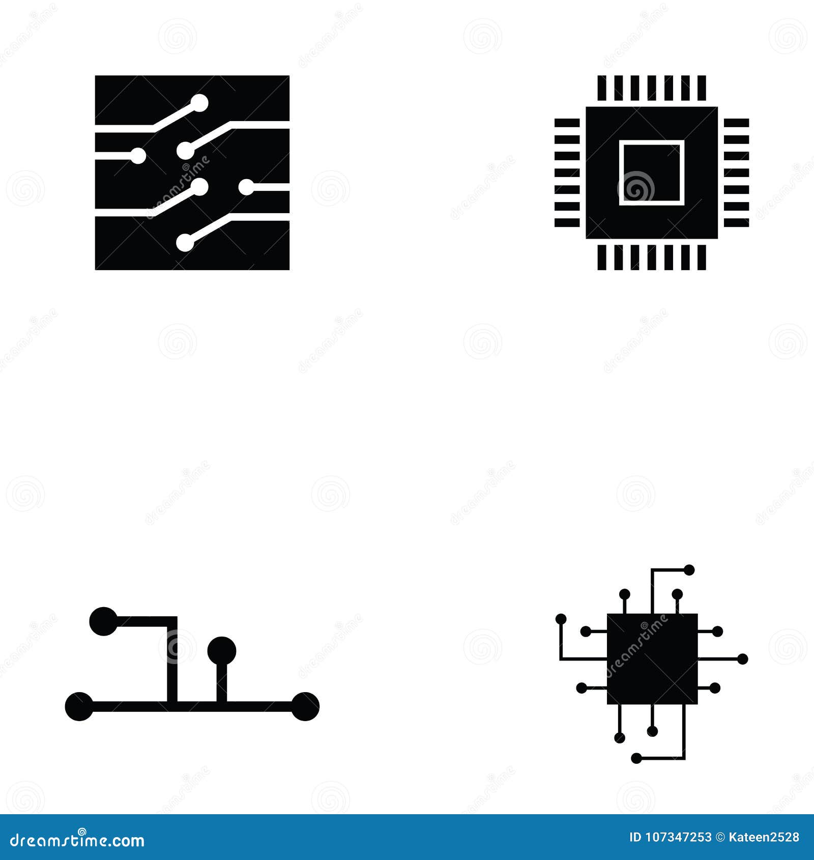 Sistema Del Icono De La Placa De Circuito Ilustración del Vector ...