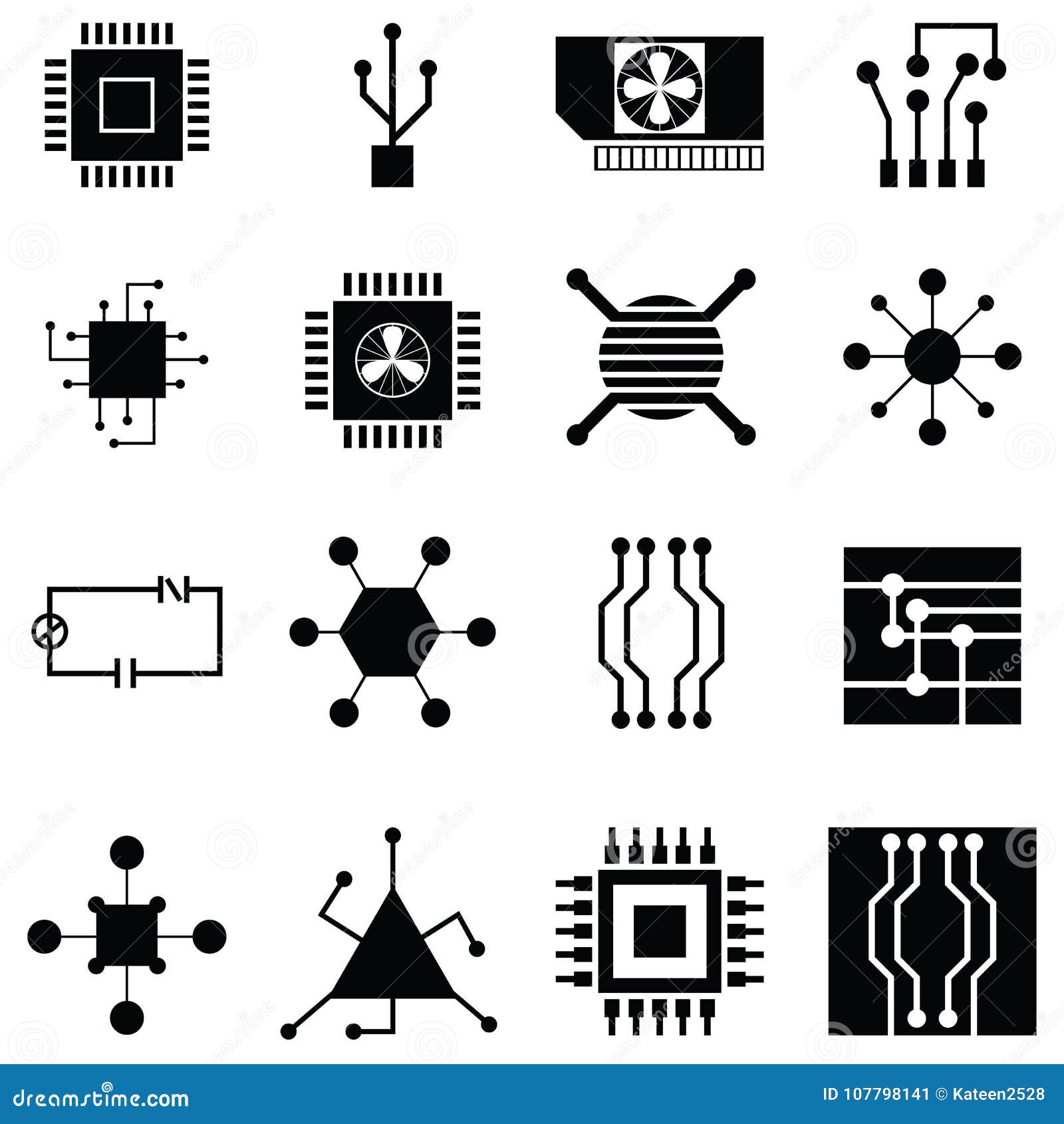 Sistema Del Icono De La Placa De Circuito Stock de ilustración ...