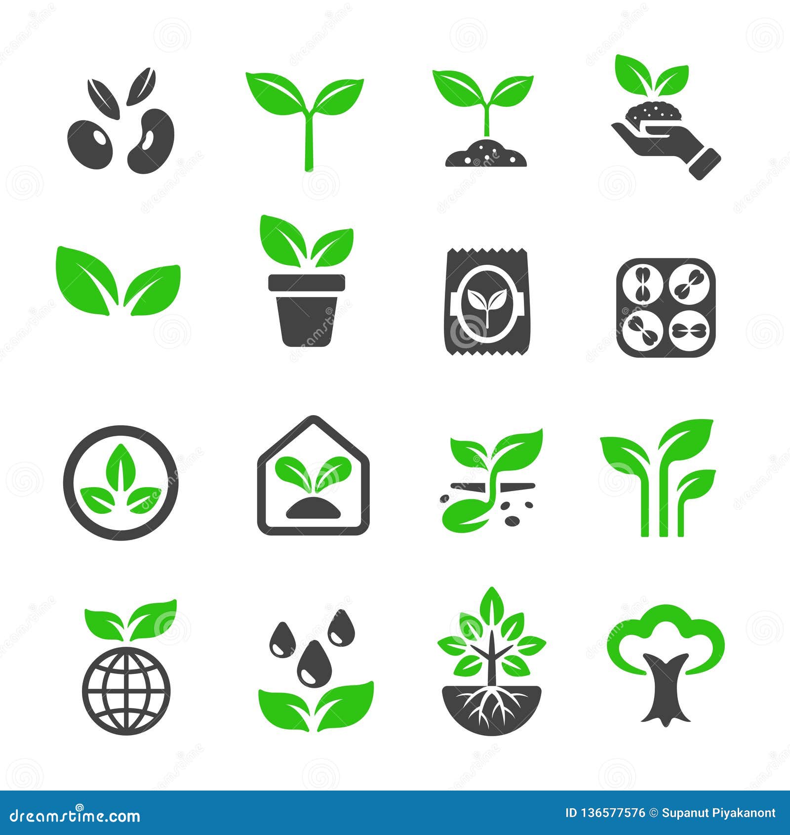 Sistema Del Icono De La Planta Ilustración del Vector - Ilustración de ...
