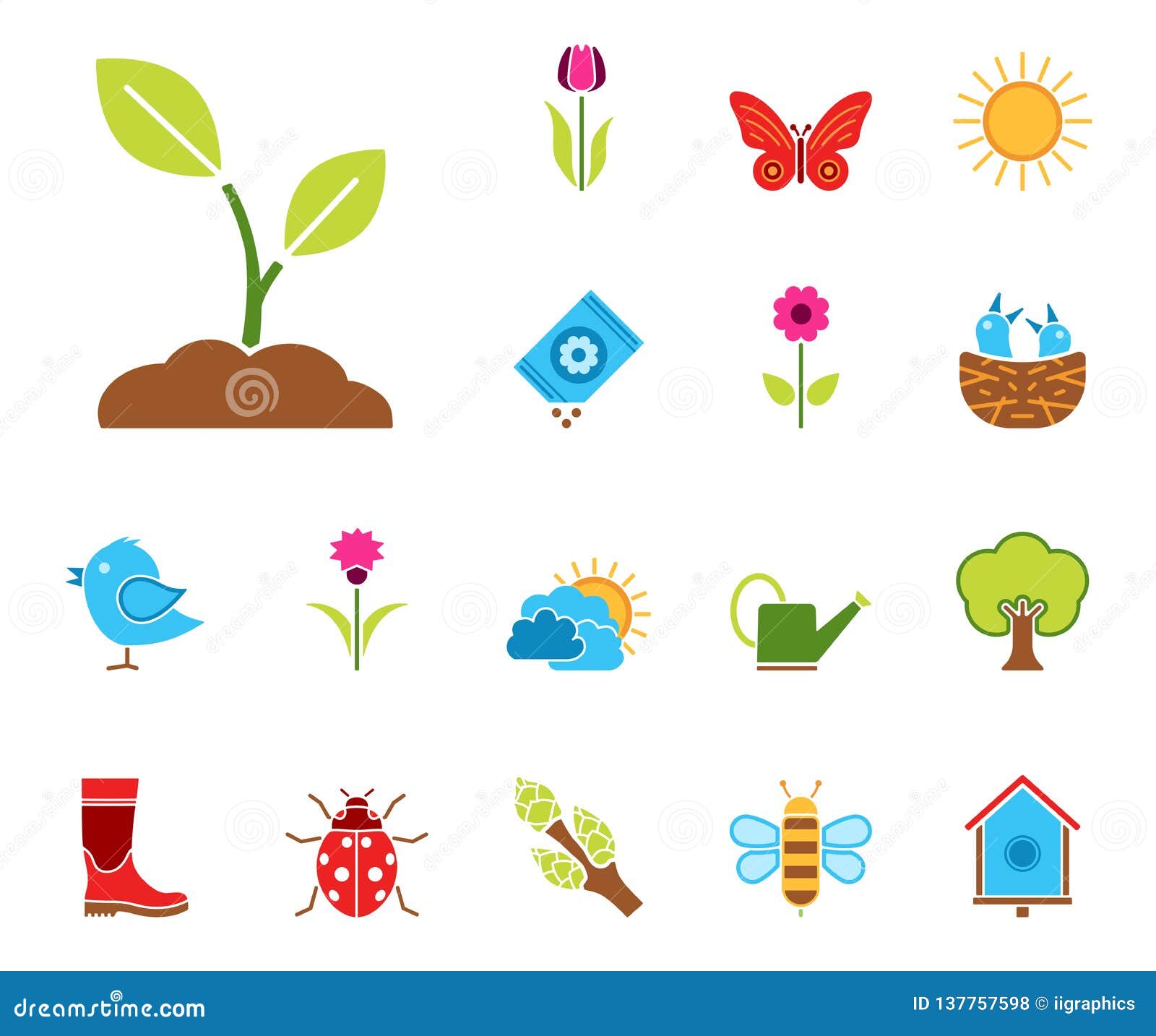 Sistema Del Icono De La Primavera Stock de ilustración - Ilustración de ...