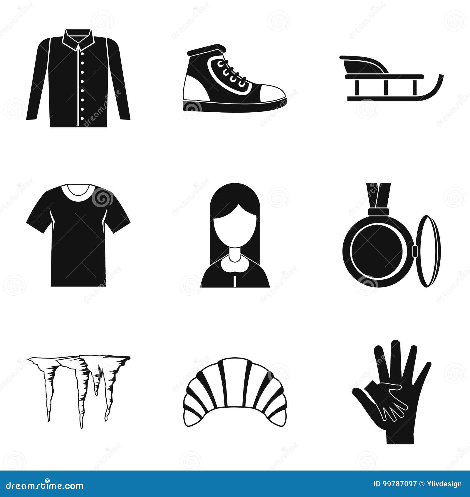 Sistema Del Icono De La Ropa Informal, Estilo Simple Ilustración del ...