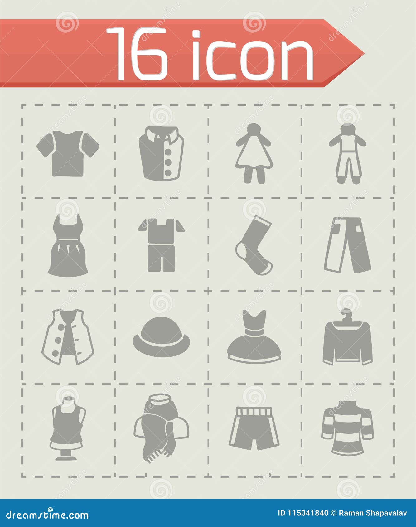 Sistema Del Icono De La Ropa Del Vector Ilustración del Vector ...