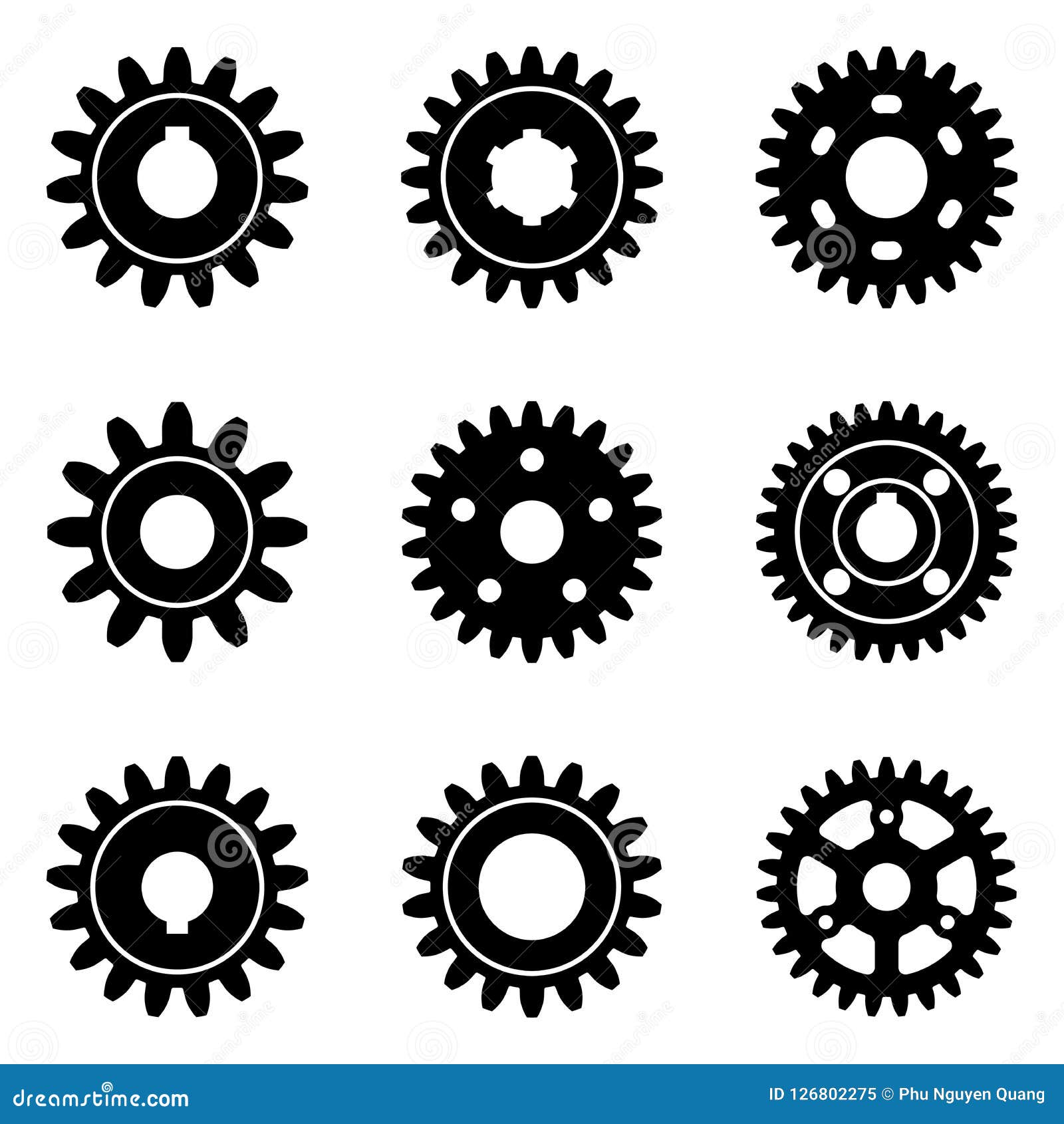 Sistema Del Icono De La Rueda De Engranaje Vector De La Silueta ...