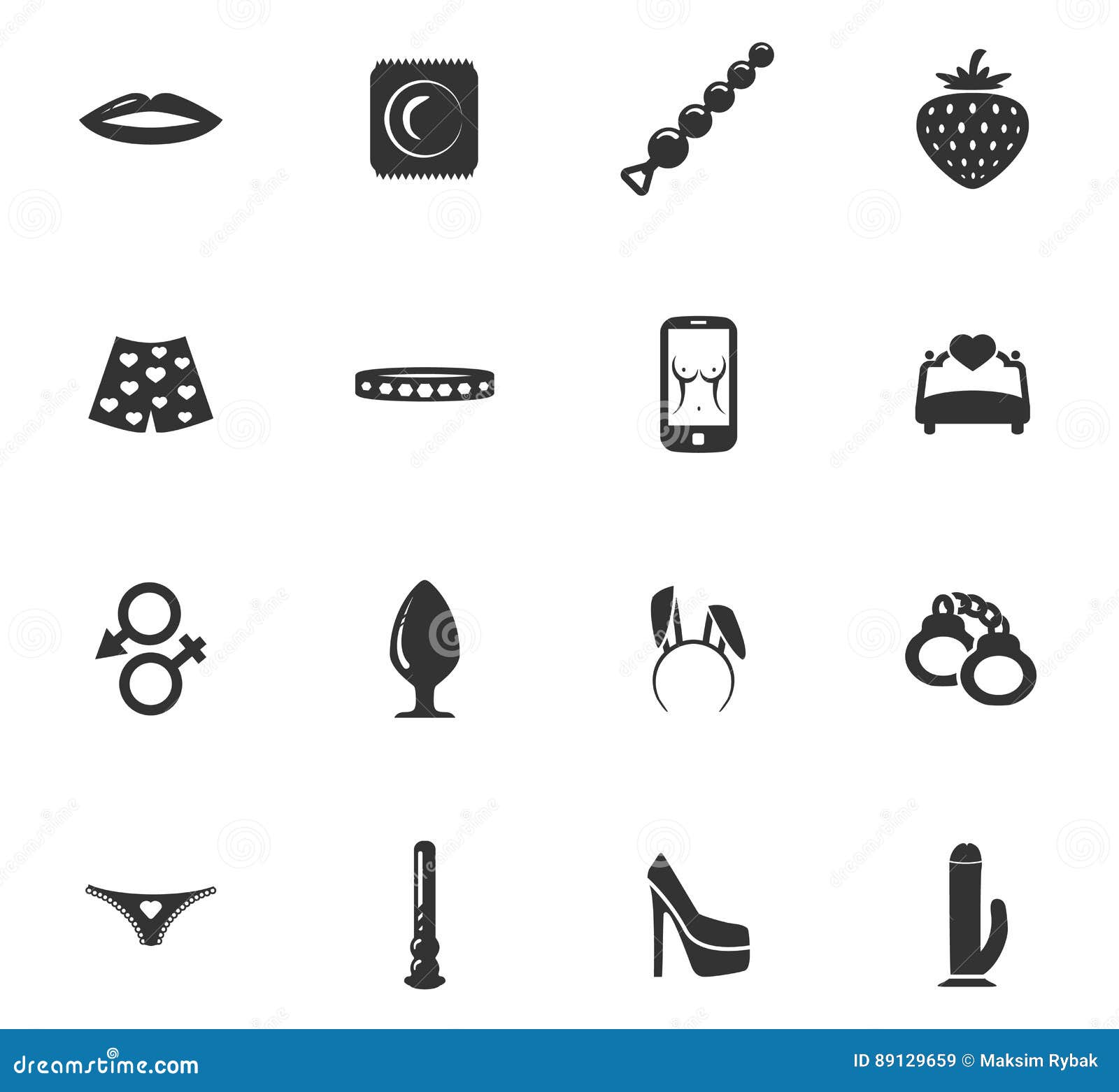 Sistema Del Icono De La Tienda Del Sexo Stock De Ilustración