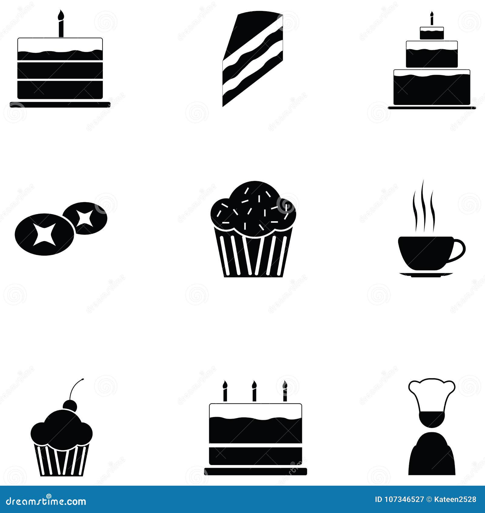 Sistema Del Icono De La Torta Ilustración del Vector - Ilustración de ...