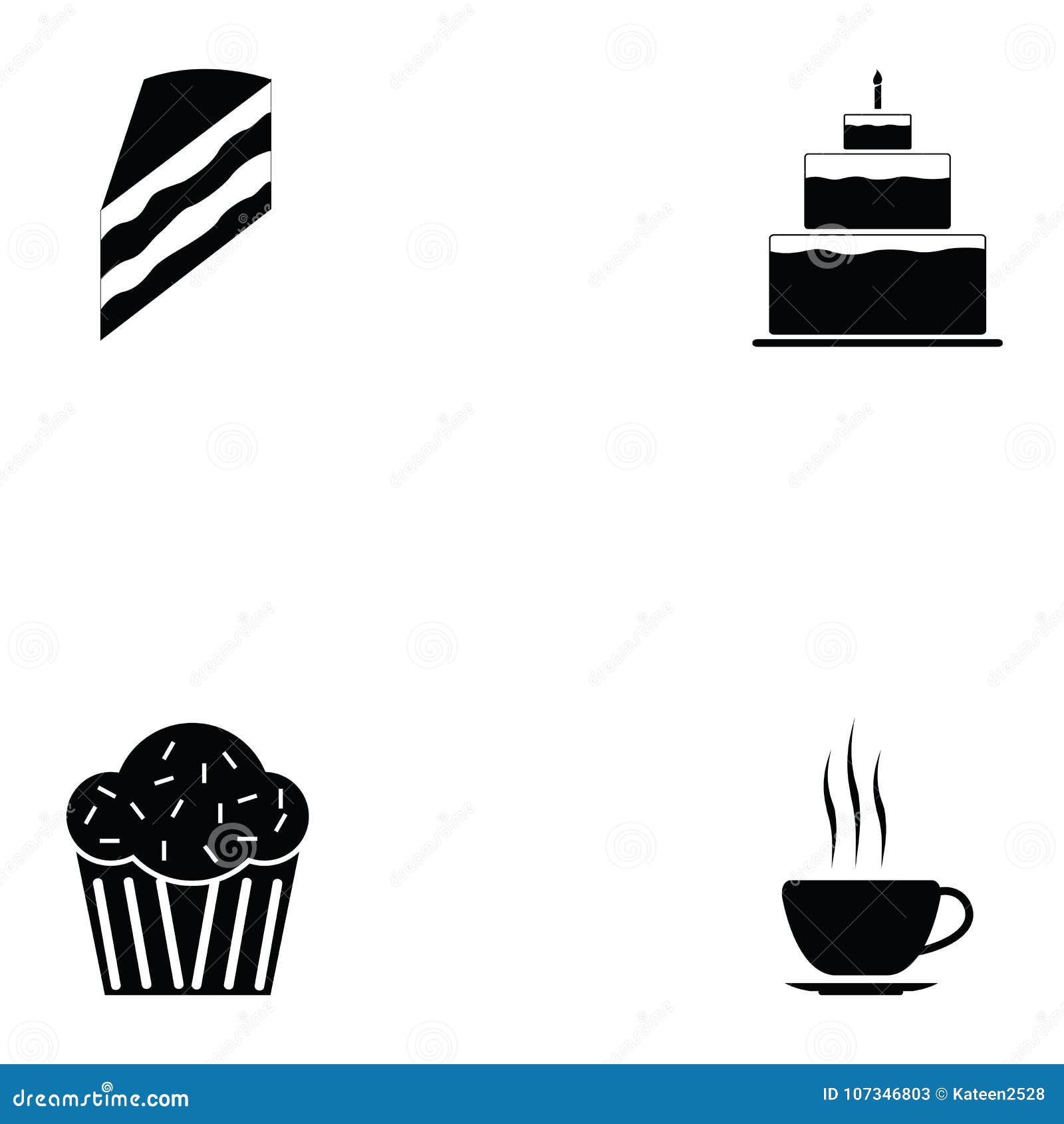 Sistema Del Icono De La Torta Ilustración del Vector - Ilustración de ...