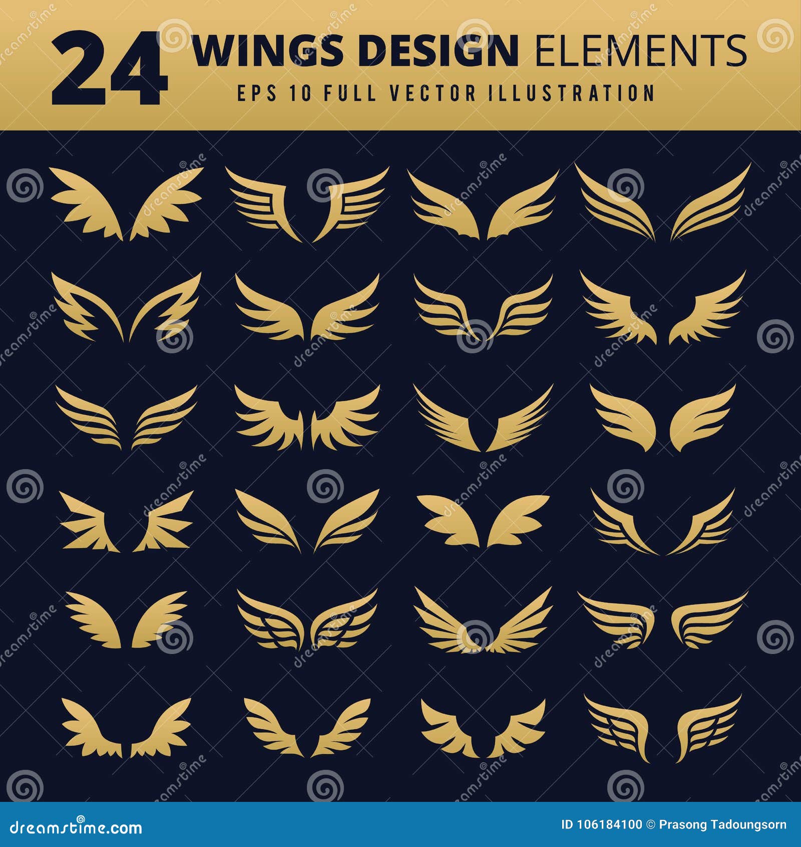 Sistema Del Icono De Las Alas Ilustración del Vector - Ilustración de ...