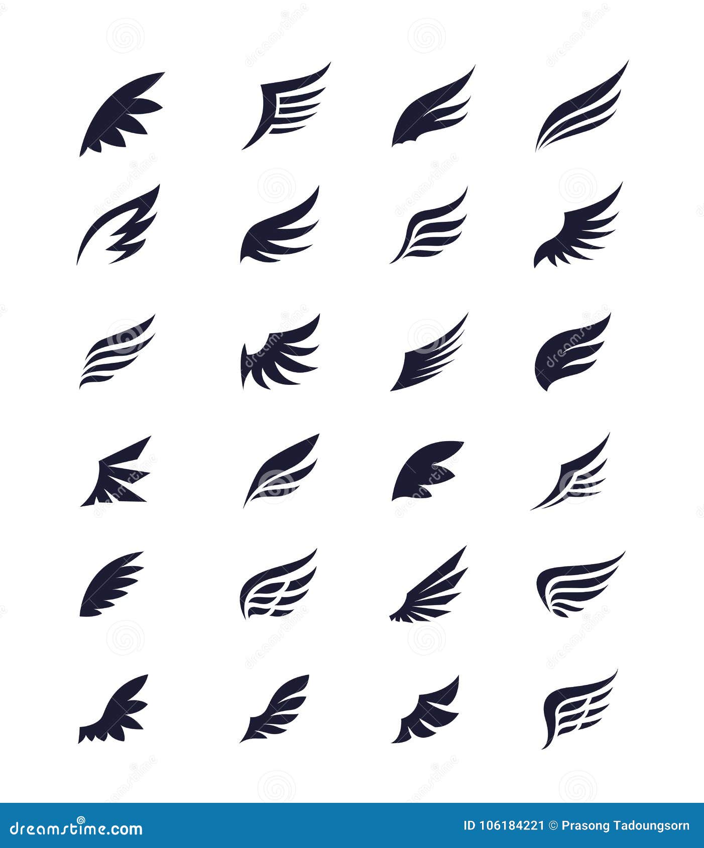 Sistema Del Icono De Las Alas Ilustración del Vector - Ilustración de ...