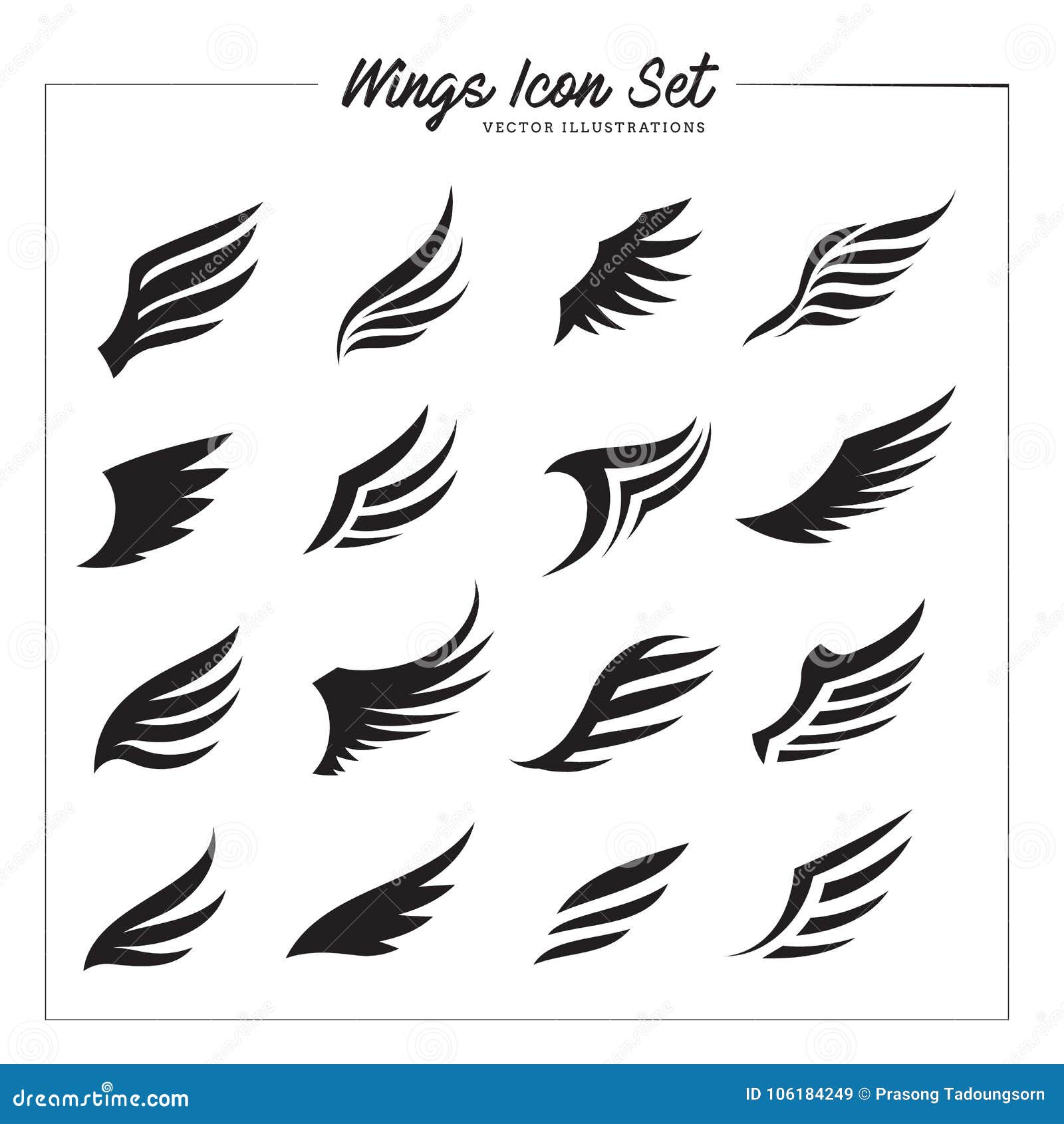 Sistema Del Icono De Las Alas Ilustración del Vector - Ilustración de ...