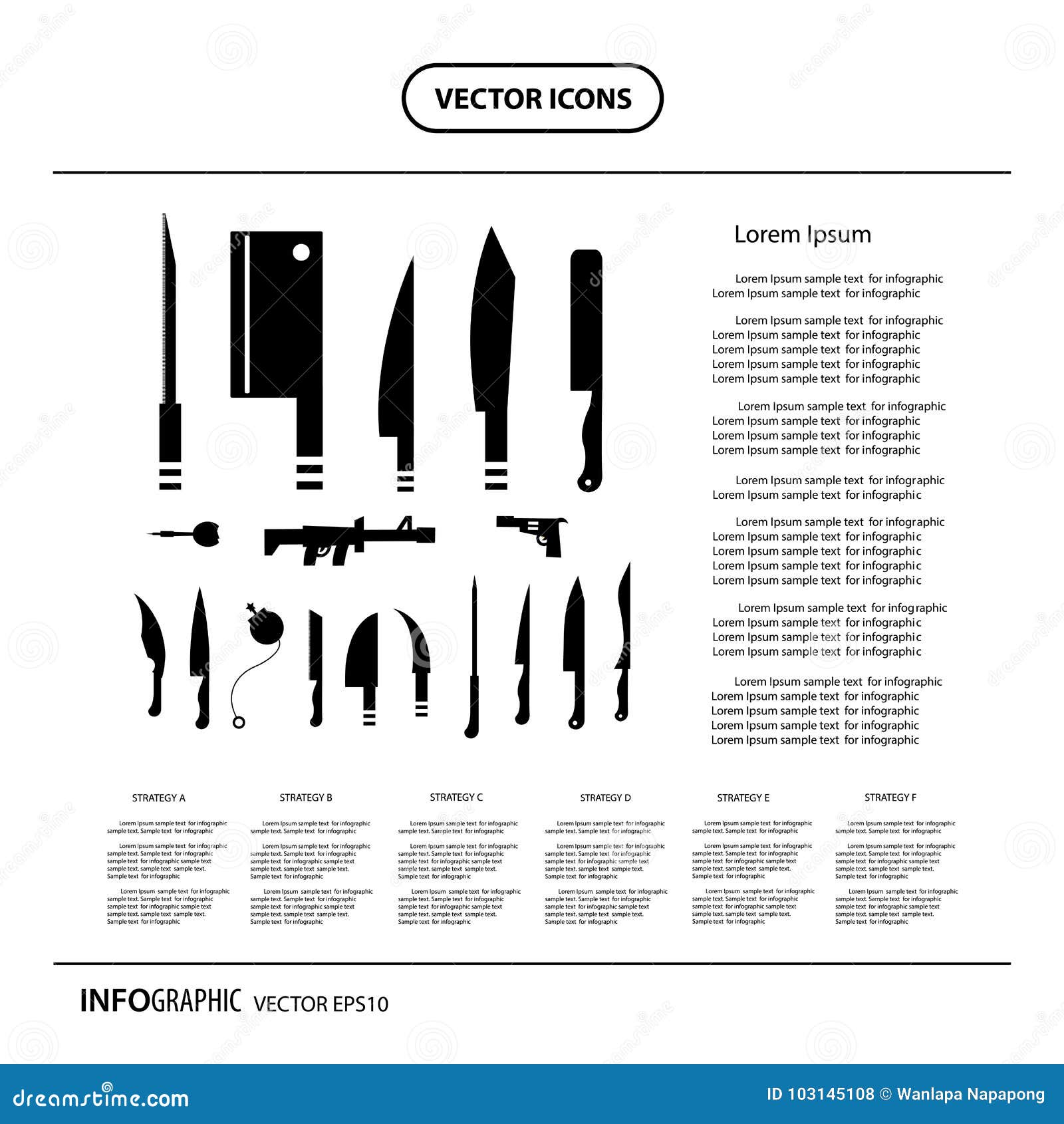 Sistema Del Icono De Las Armas Del Vector Ilustración del Vector ...