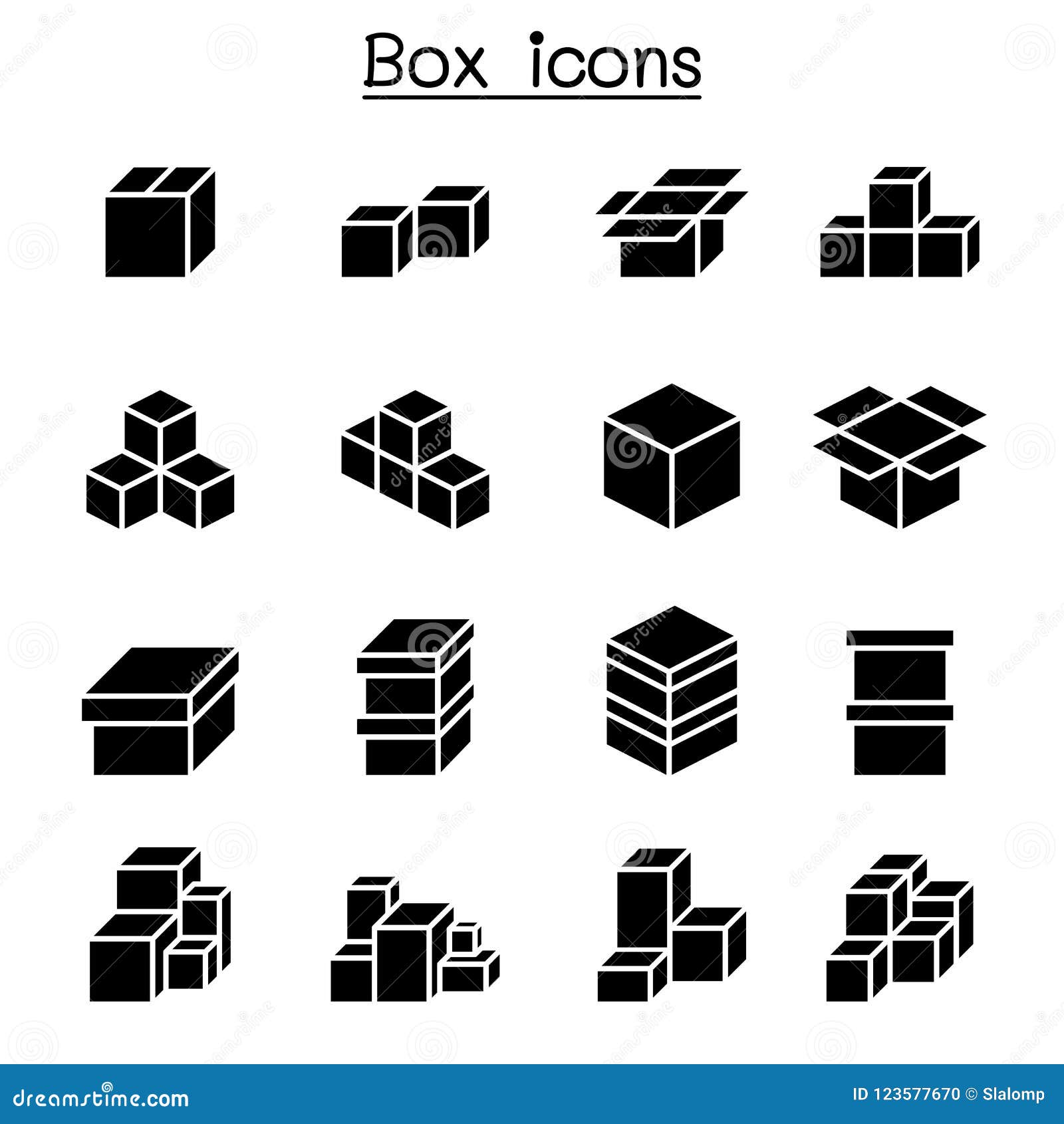 Sistema Del Icono De Las Cajas Ilustración del Vector - Ilustración de ...