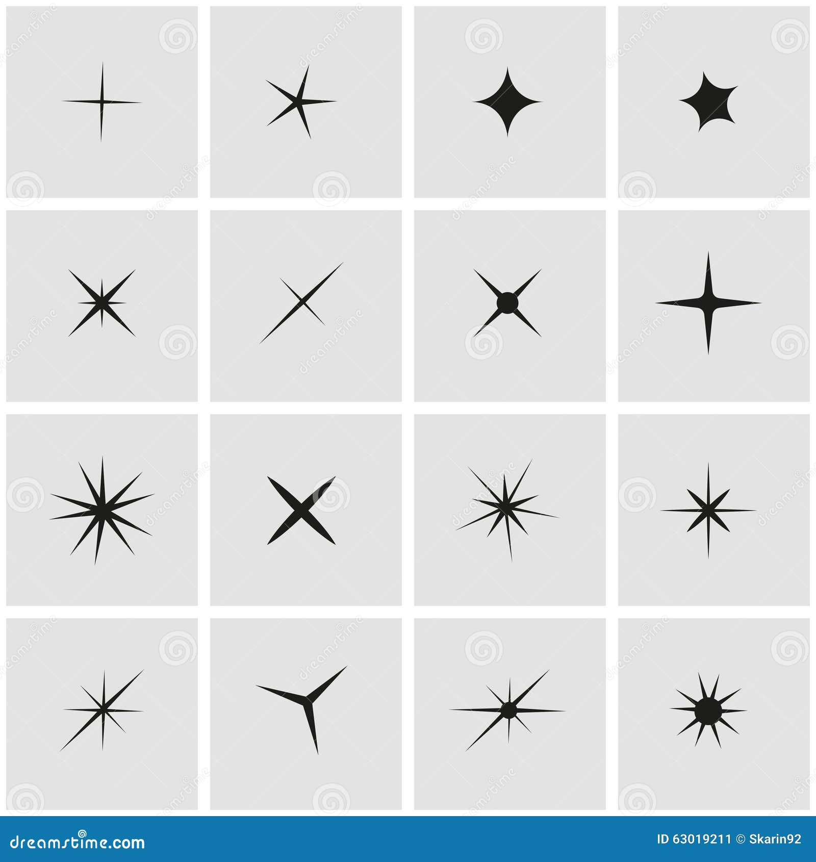 Sistema Del Icono De Las Chispas Del Negro Del Vector Stock de ...