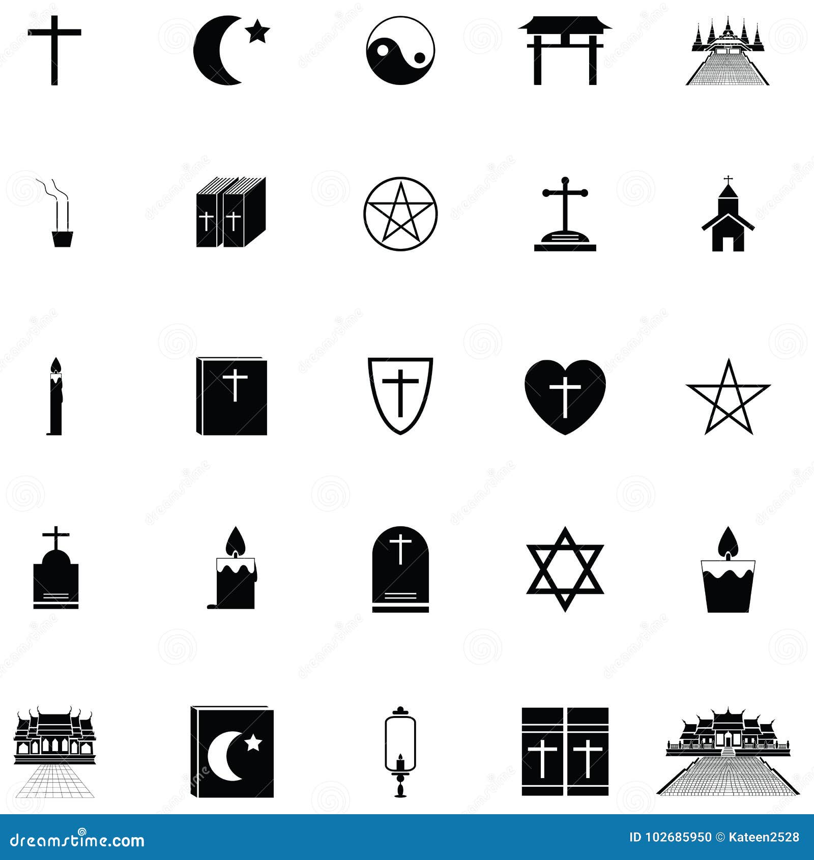 Sistema Del Icono De Las Religiones Ilustración del Vector ...