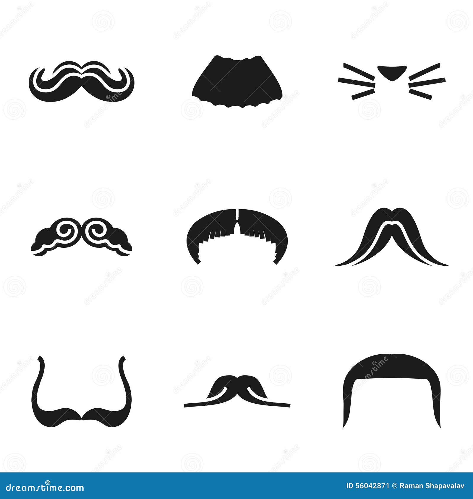 Sistema Del Icono De Los Bigotes Del Vector Ilustración del Vector ...