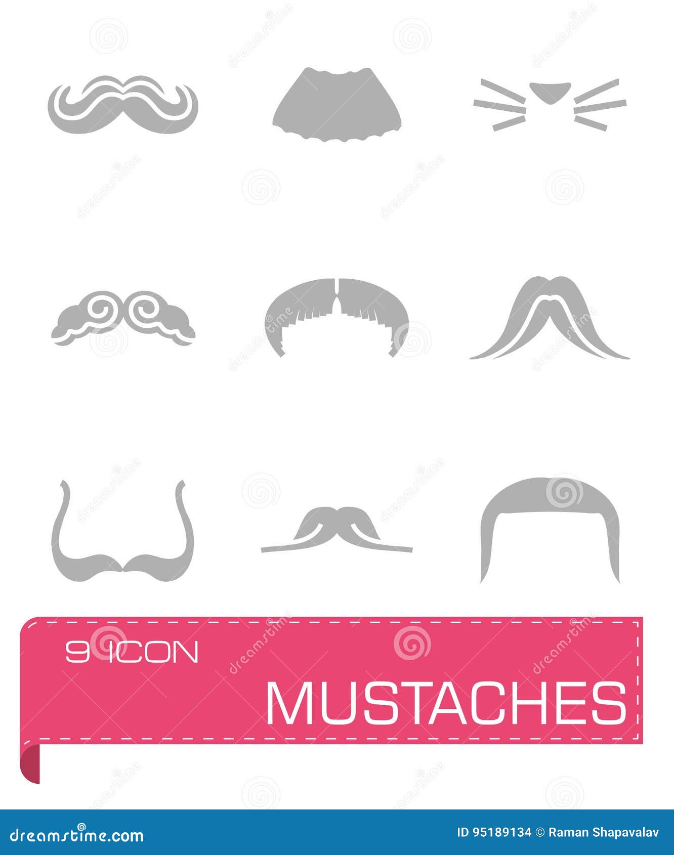 Sistema Del Icono De Los Bigotes Del Vector Ilustración del Vector ...