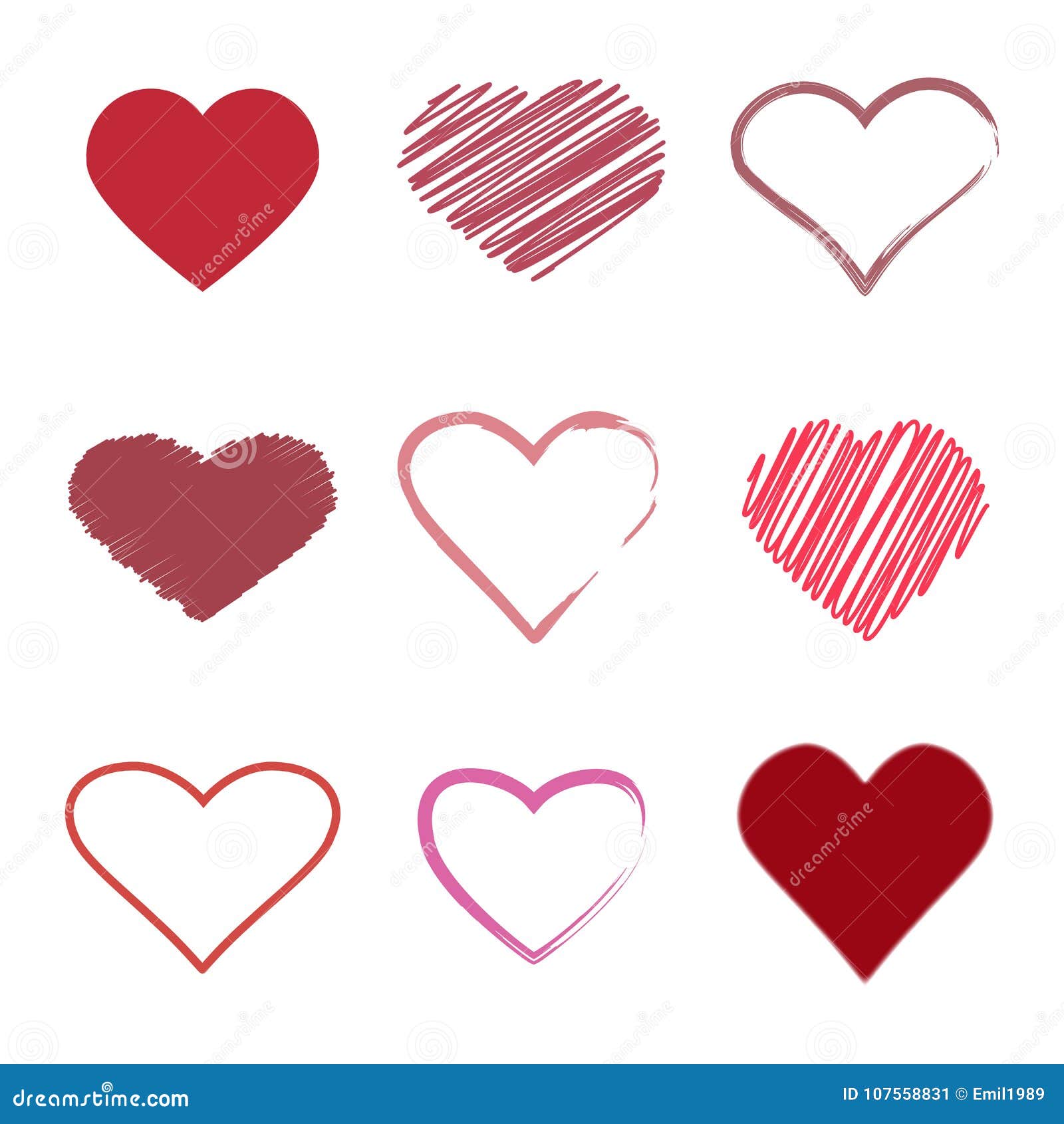 Sistema Del Icono De Los Corazones Stock de ilustración - Ilustración ...