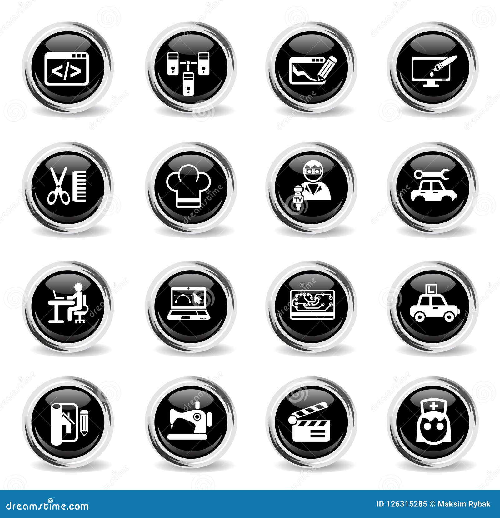 Sistema Del Icono De Los Cursos Ilustración del Vector - Ilustración de ...