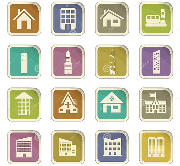 Sistema Del Icono De Los Edificios Stock de ilustración - Ilustración de residencial, estructura ...