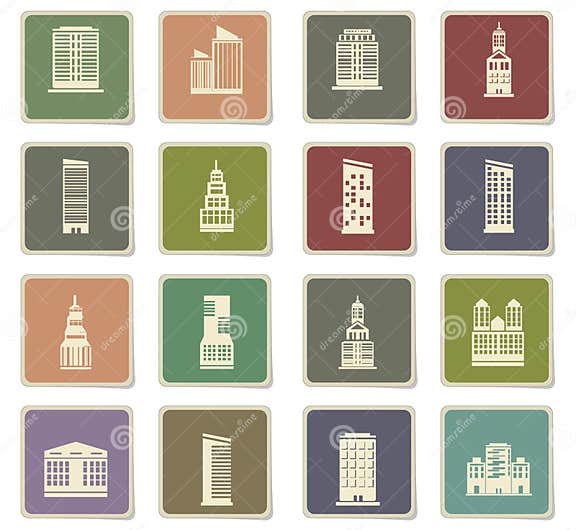 Sistema Del Icono De Los Edificios Stock de ilustración - Ilustración de residencial, forma ...