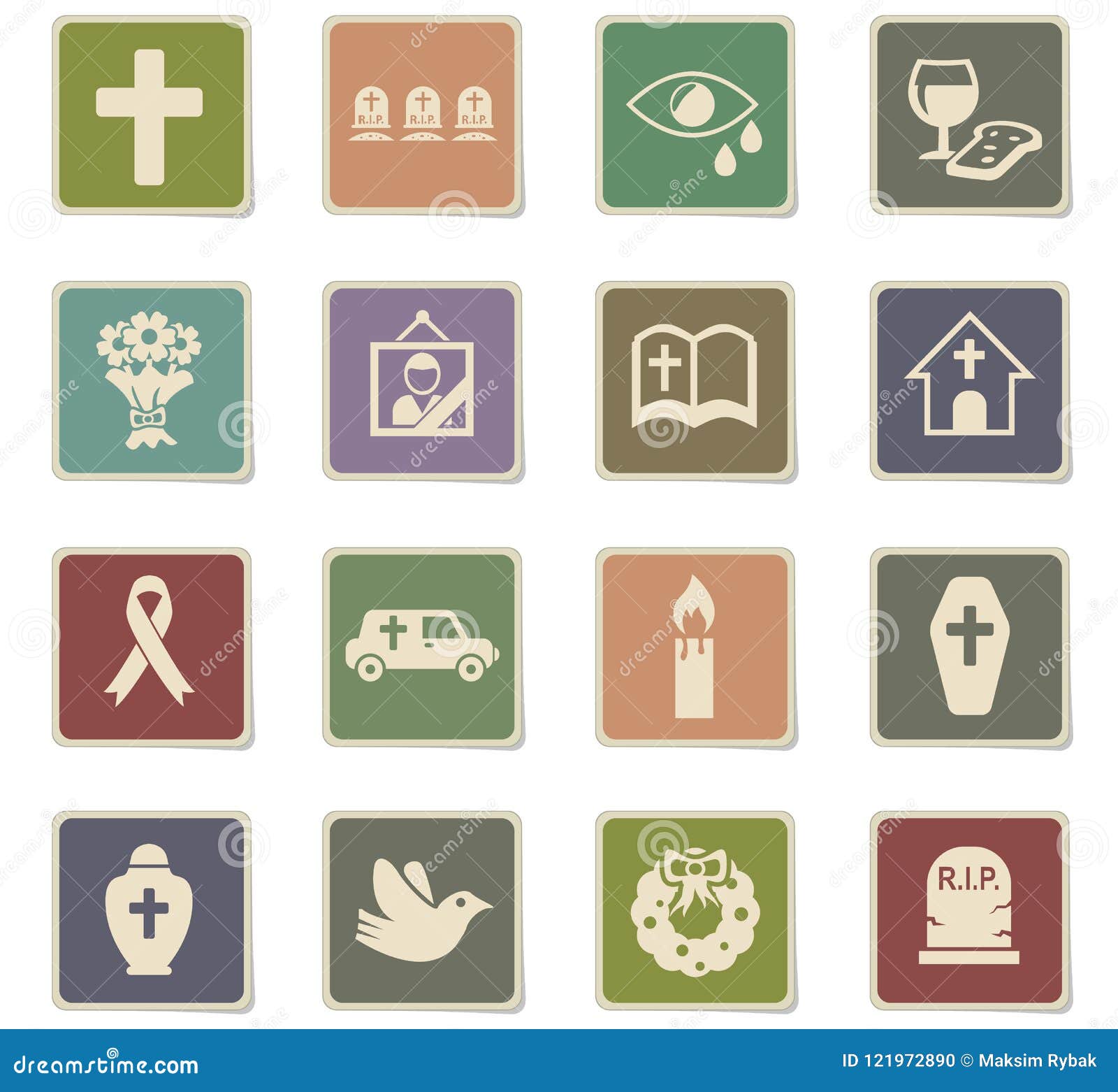 Sistema Del Icono De Los Funerales Ilustración del Vector - Ilustración ...